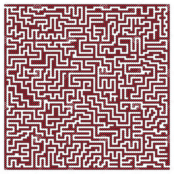 Labyrinth Puzzle,red Dots Circle Maze Conundrum,abstract Vector Illustration. Stock Vector ...