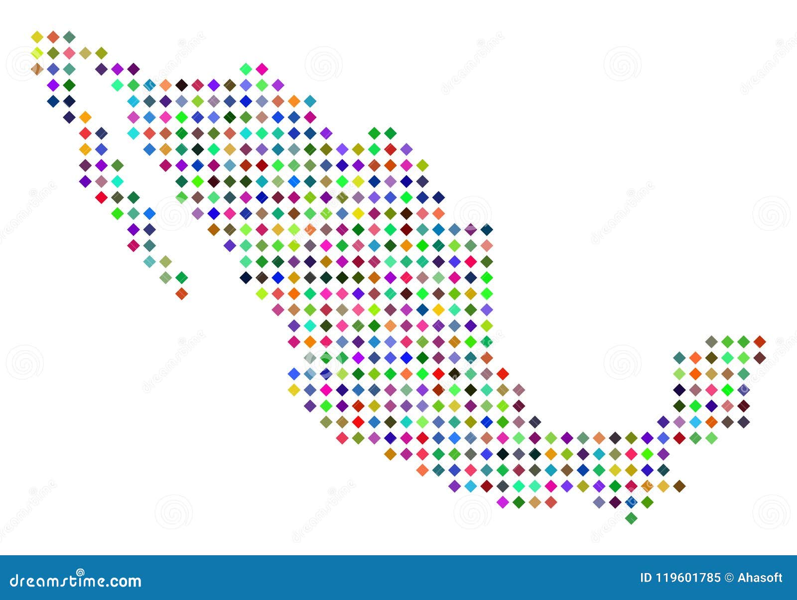 Dot Mexico Map Coloreado Multi Ilustración del Vector - Ilustración de ...