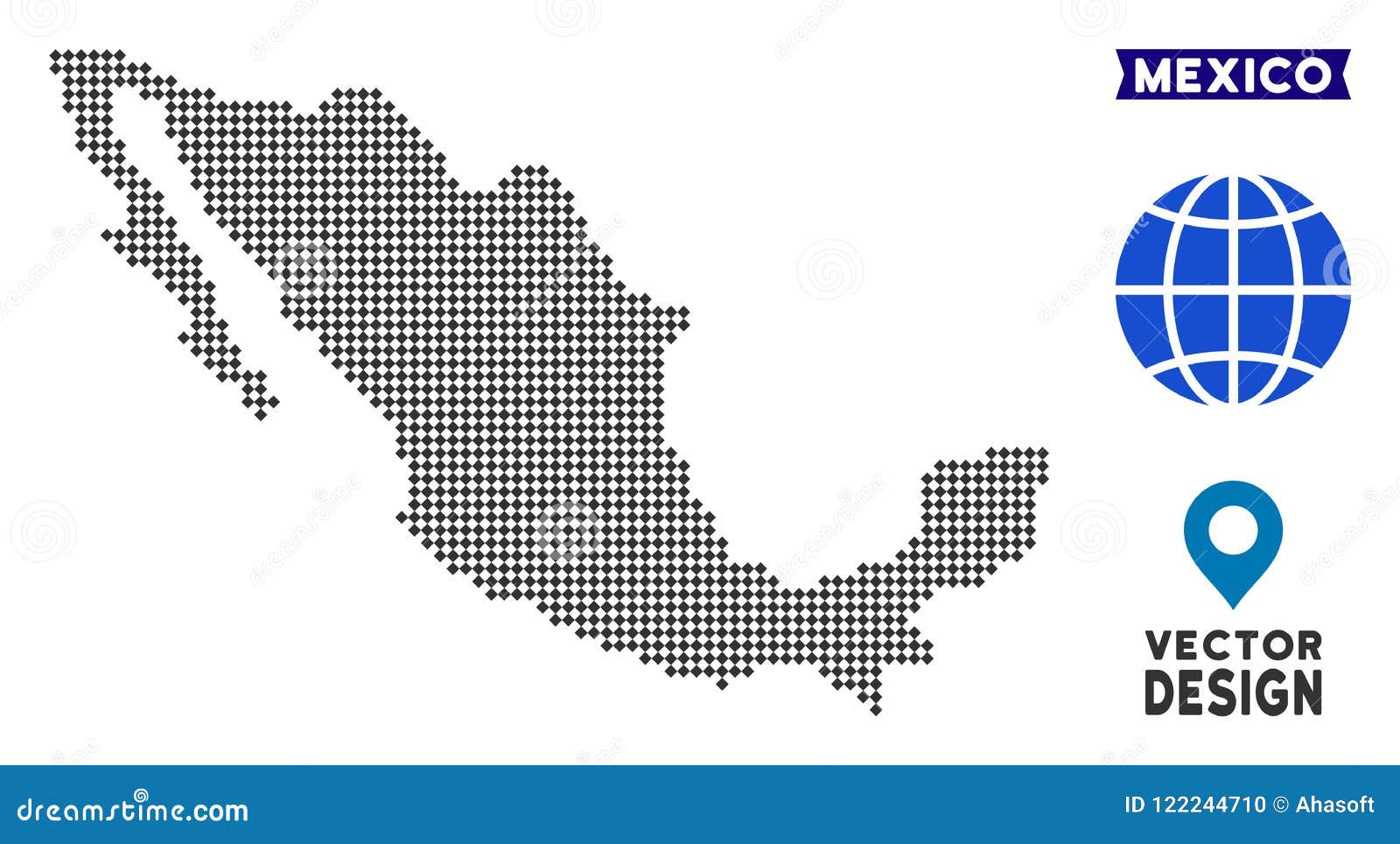 Dotted Mexico Map stock vector. Illustration of state - 122244710