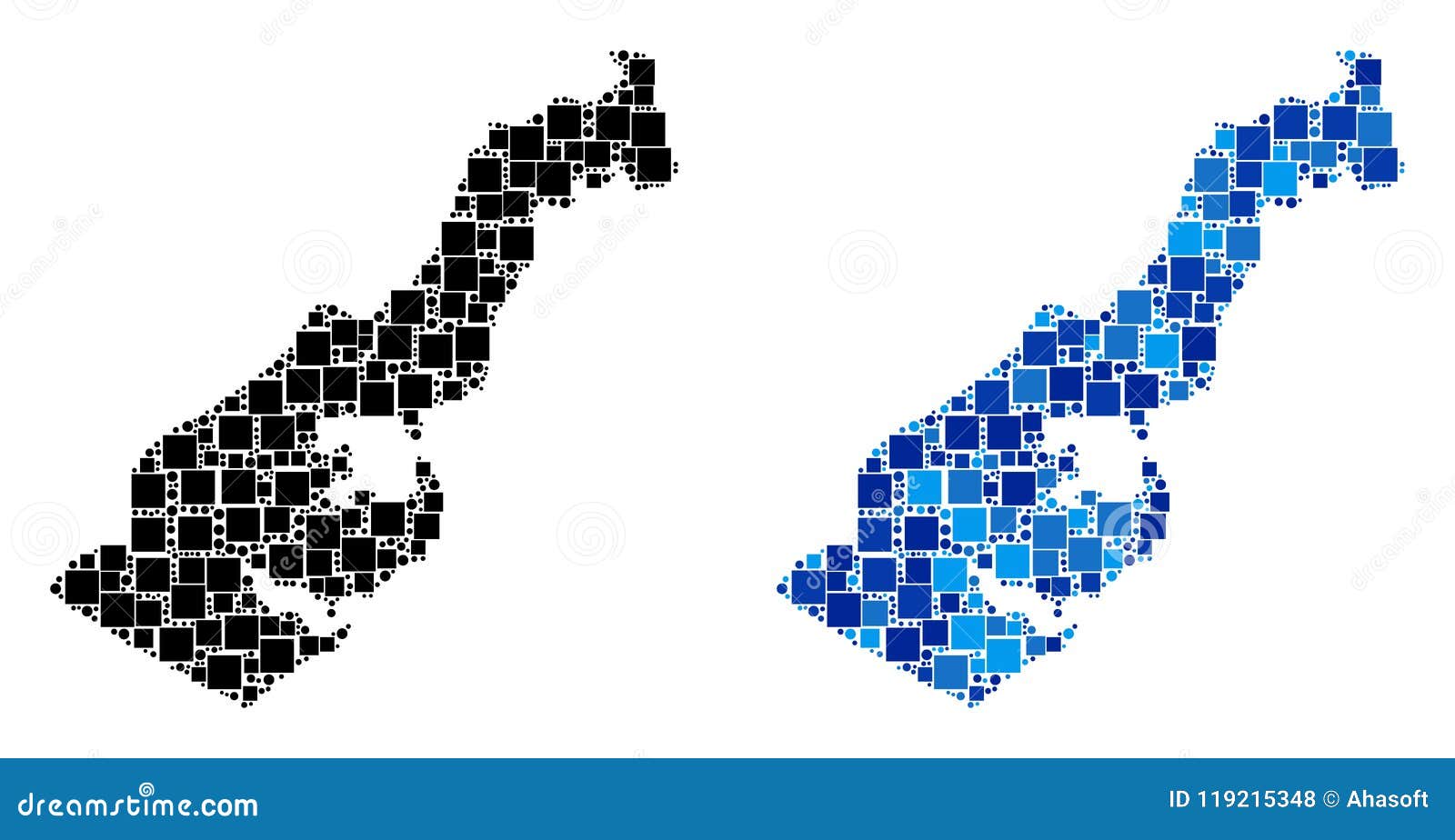 Dot Monaco Map Mit Blauer Variante Vektor Abbildung - Illustration von ...