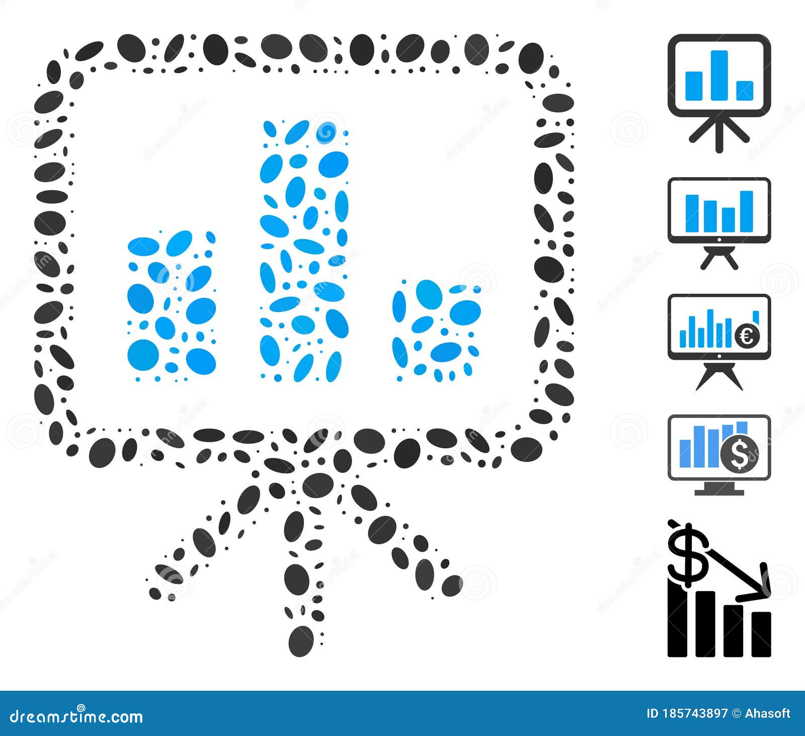 Dot Mosaic Bar Chart Display Board Stock Illustration - Illustration of ...