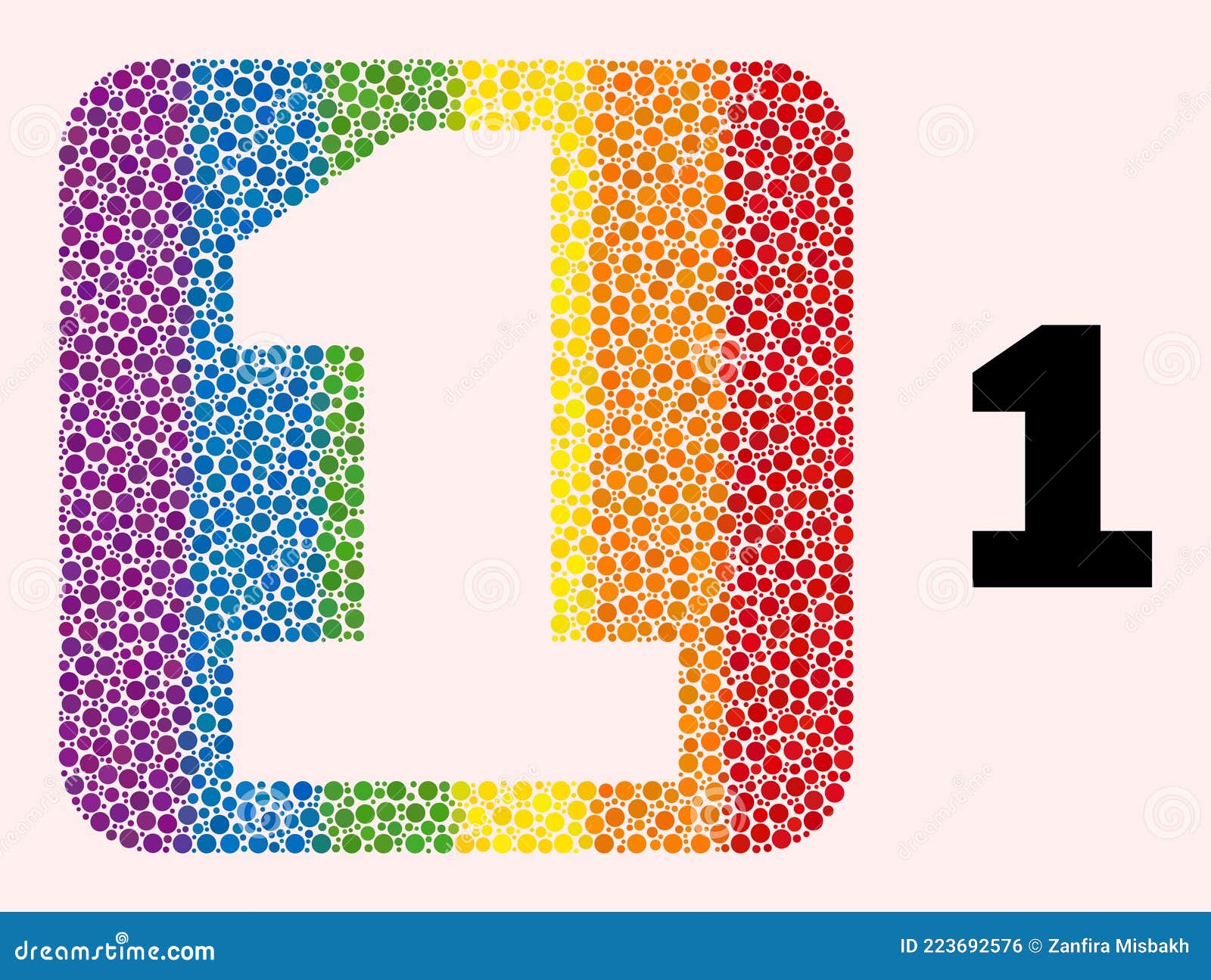 Dotted Mosaic Digit One Carved Icon for LGBT Stock Vector ...