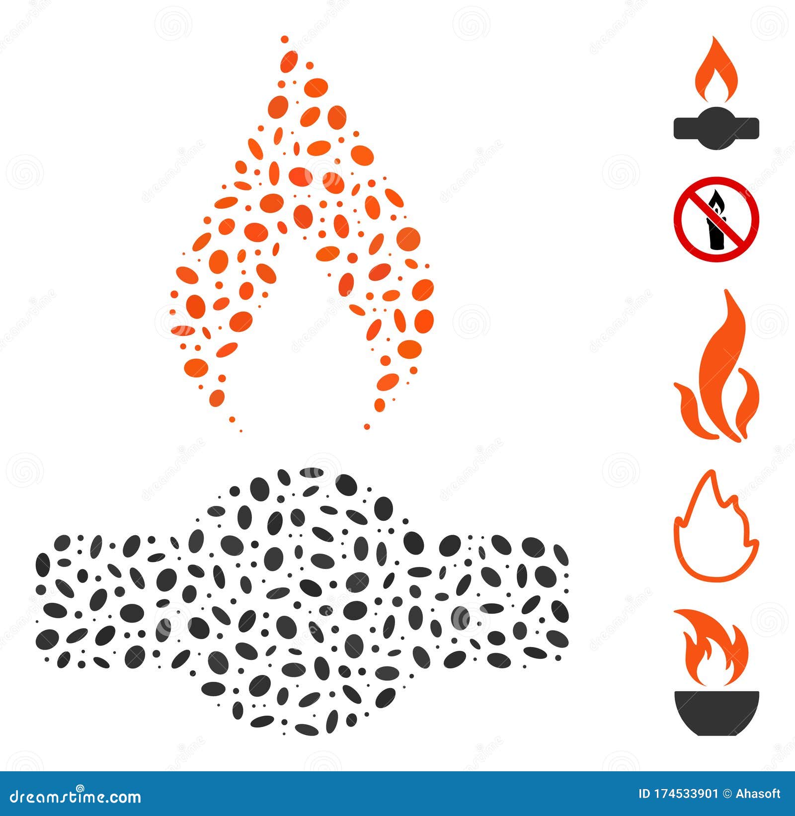 Dot Mosaic Gas Flame stock illustration. Illustration of burner - 174533901