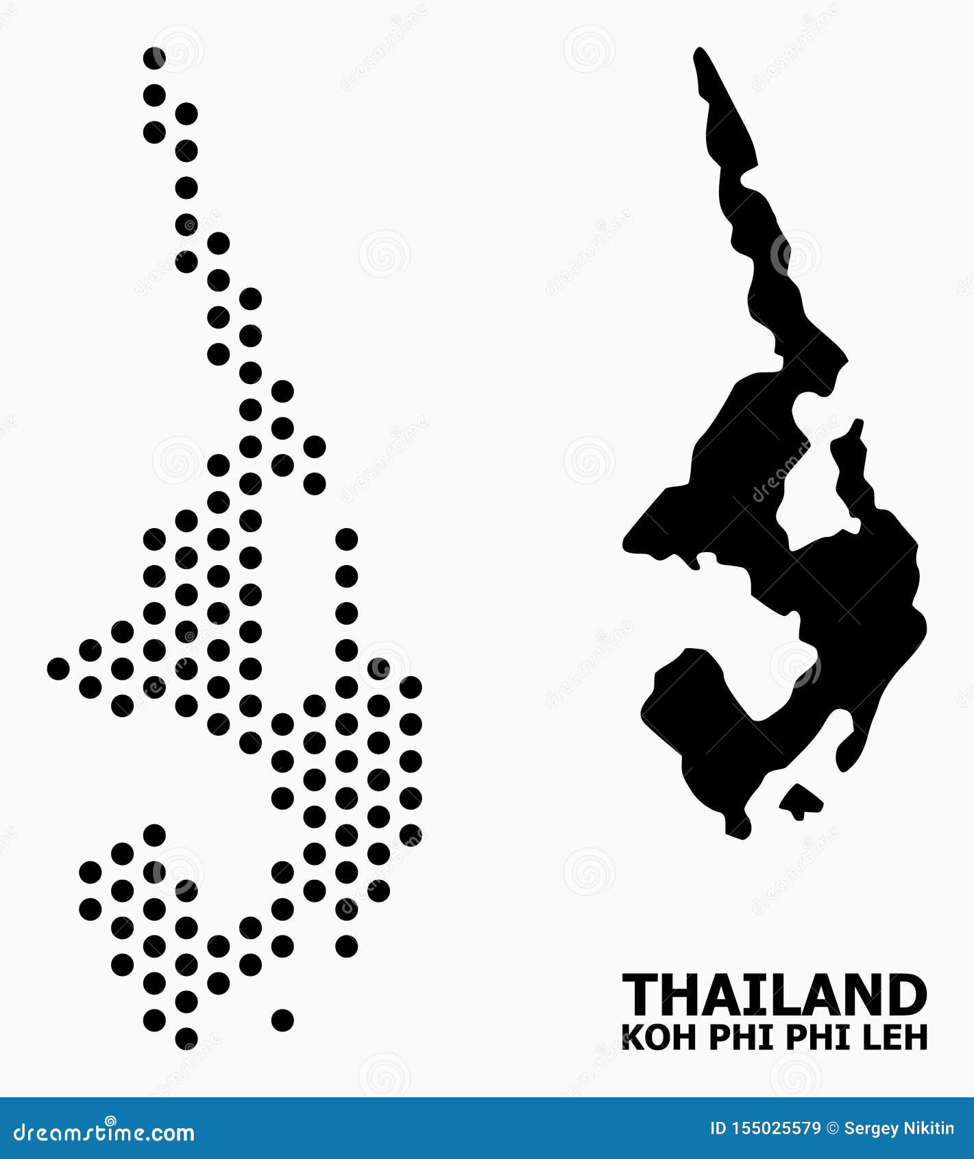 Dot Mosaic Map of Koh Phi Leh Stock Vector - Illustration of regular ...