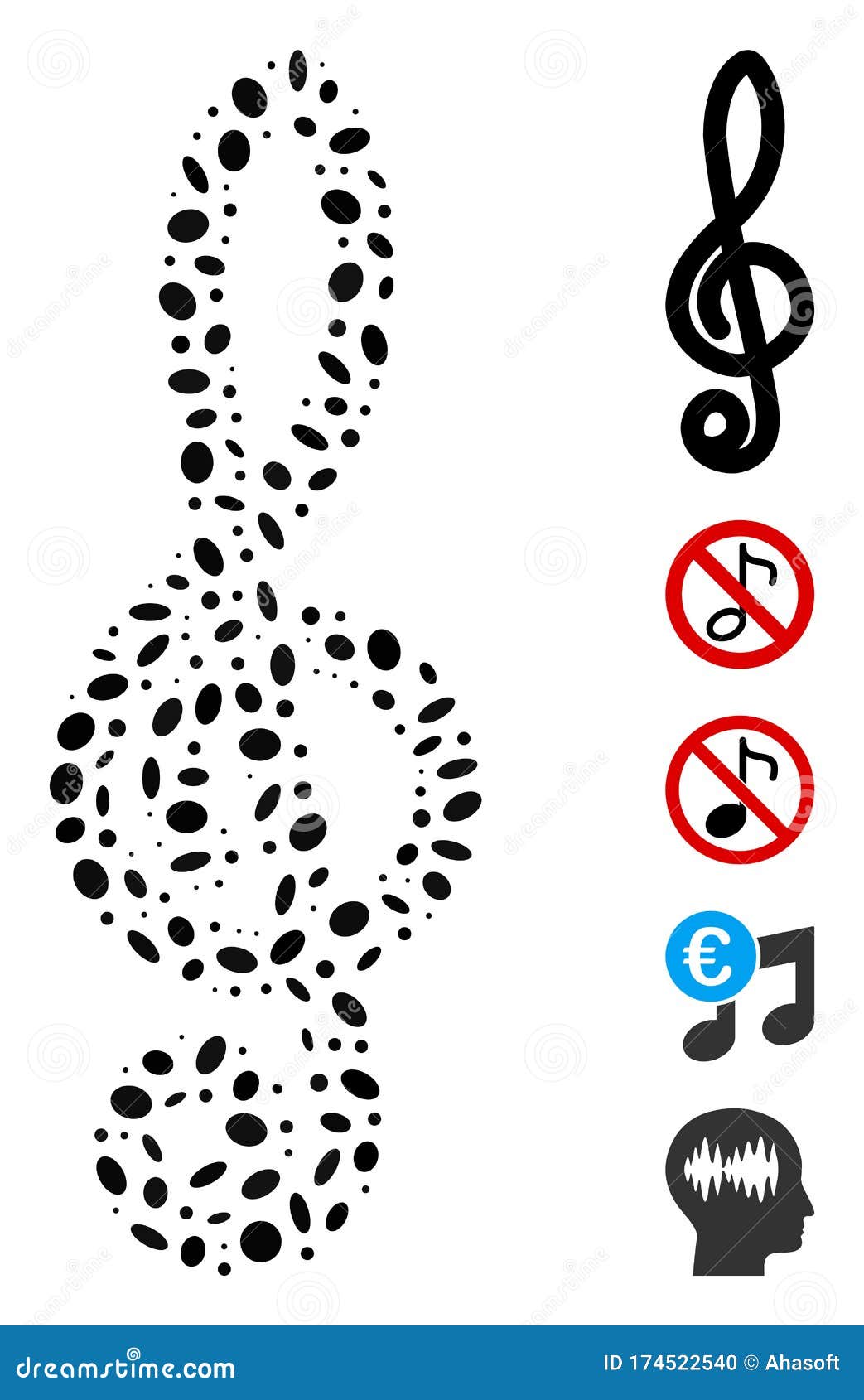 Dot Mosaic Musical Notation Stock Illustration - Illustration of ...