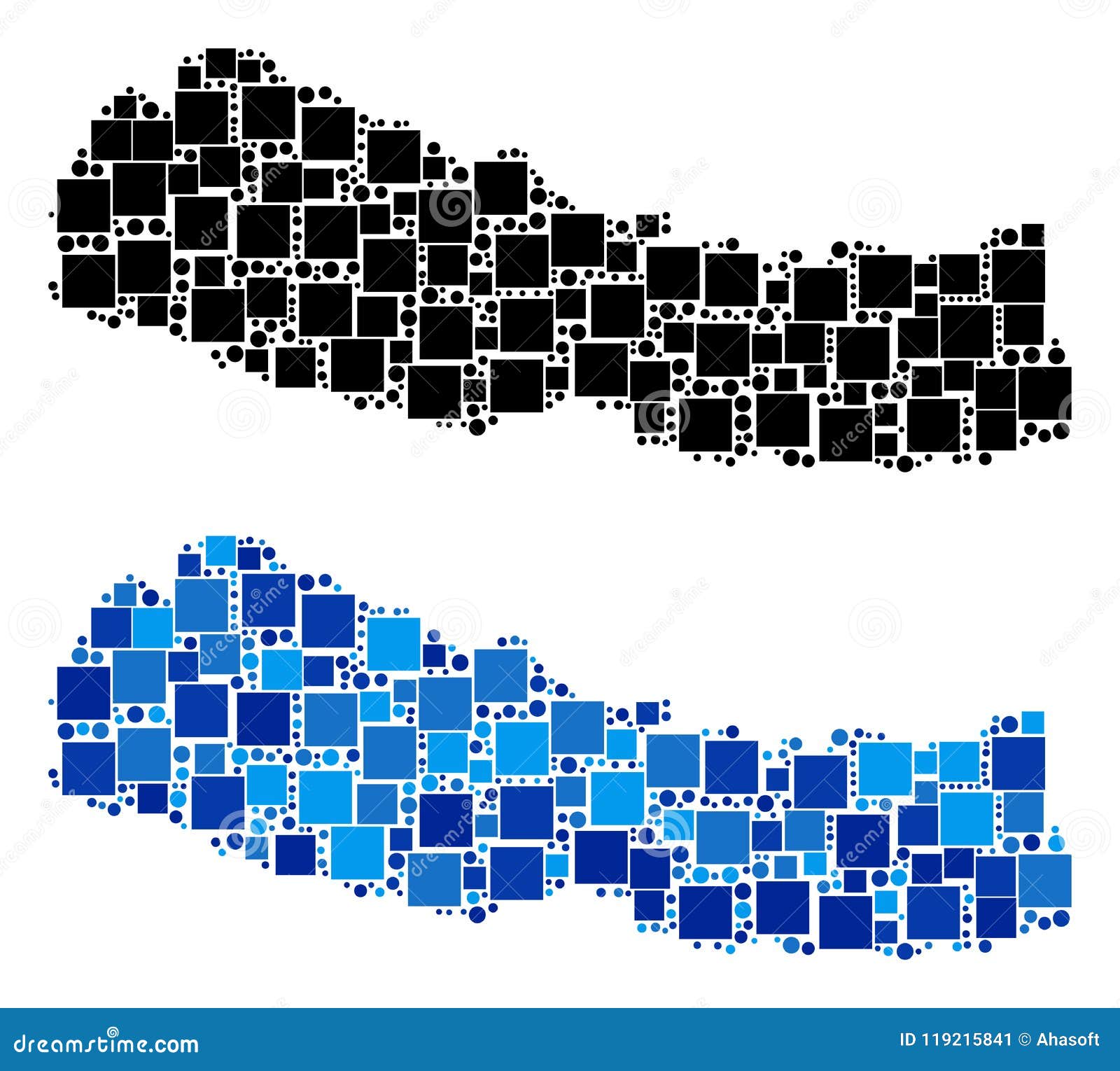 Dot Nepal Map Con Variante Azul Ilustración del Vector - Ilustración de ...