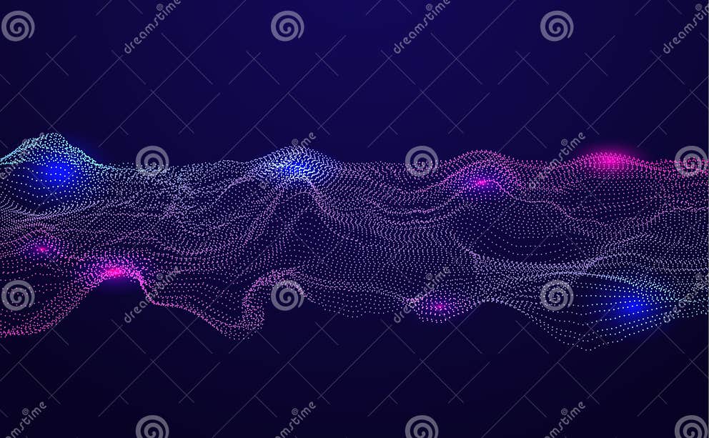 Dot Particles Wave, Blue and Purple Circle Pattern Digital Abstract ...