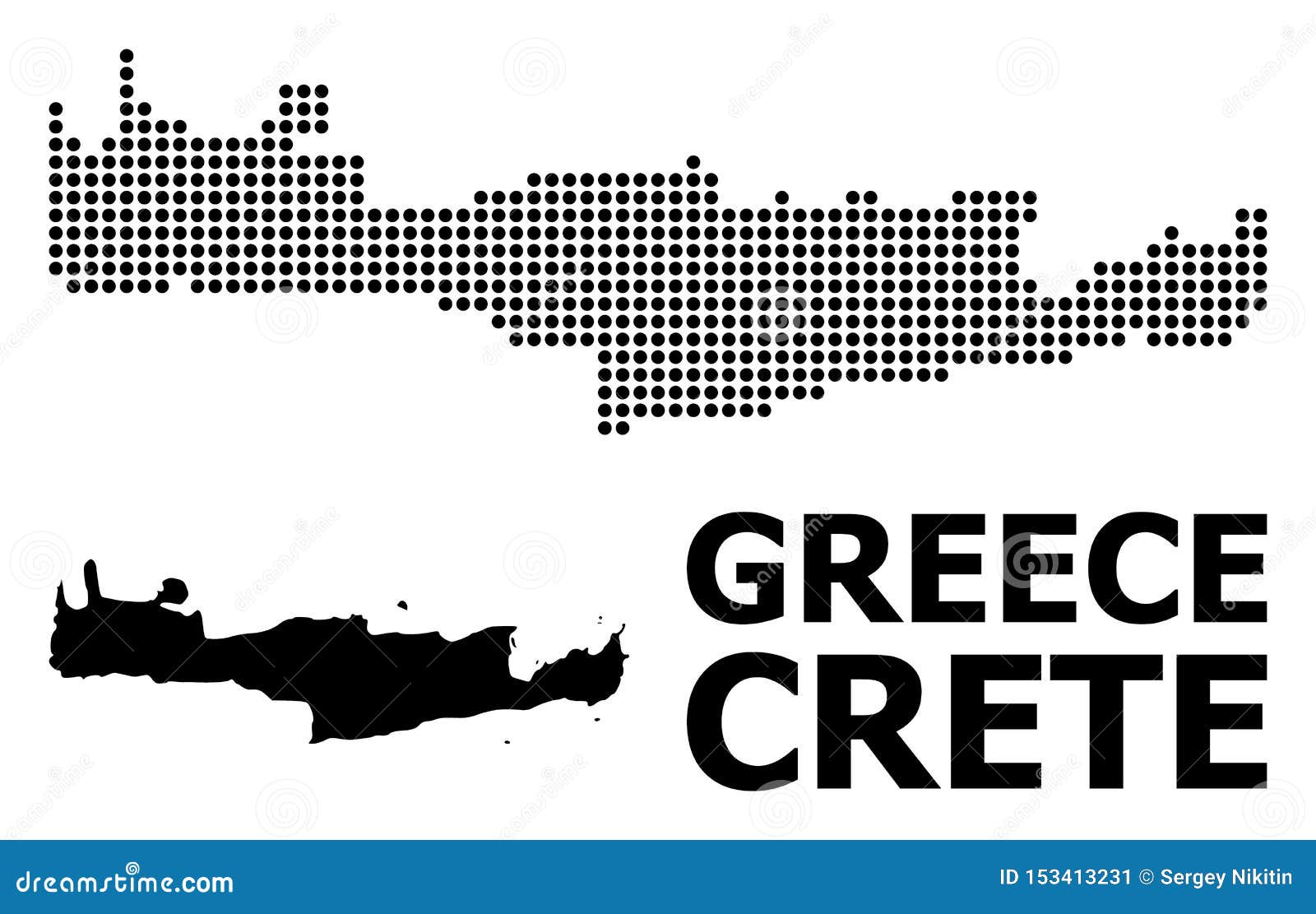 Dot Pattern Map of Crete Island Stock Illustration - Illustration of ...