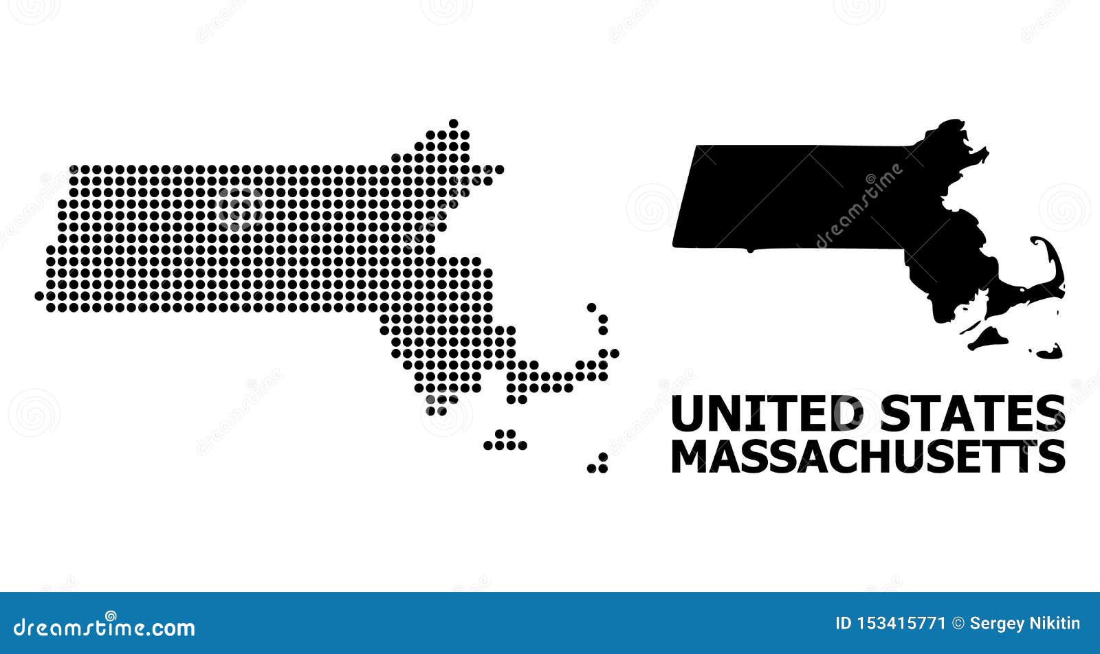 Dot Pattern Map of Massachusetts State Stock Illustration ...