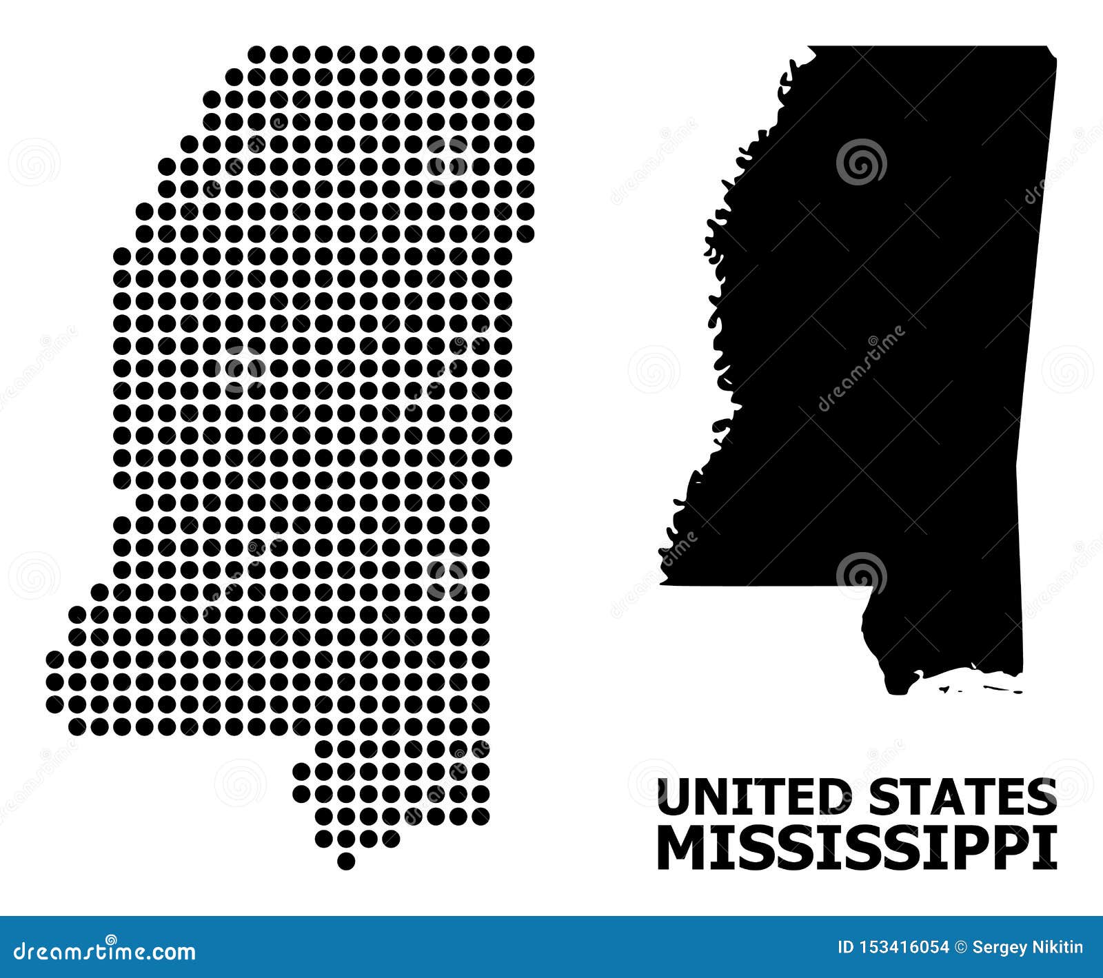 Dot Pattern Map of Mississippi State Stock Illustration - Illustration ...