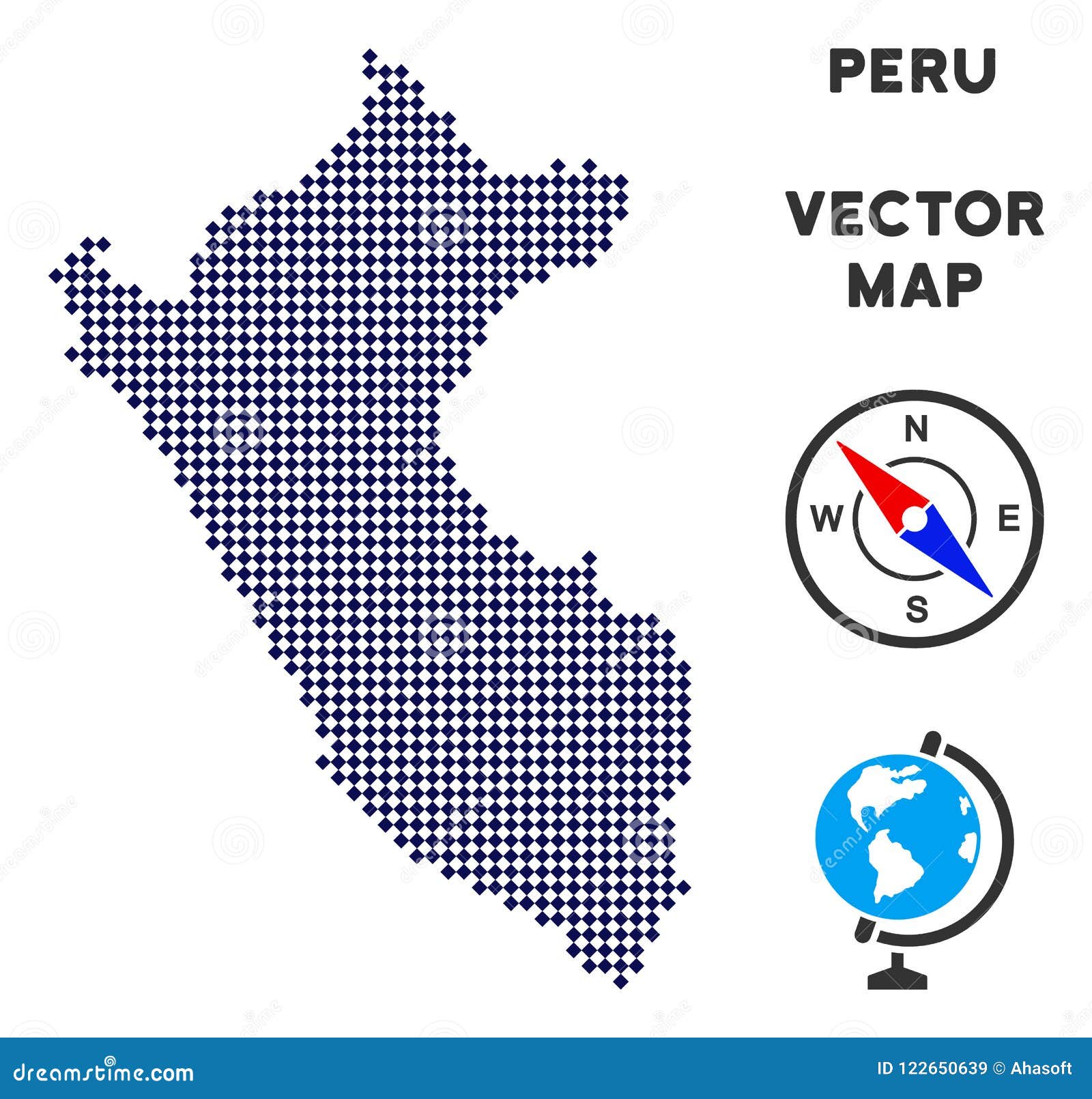 Dot Peru Map stock vector. Illustration of rhombic, location - 122650639