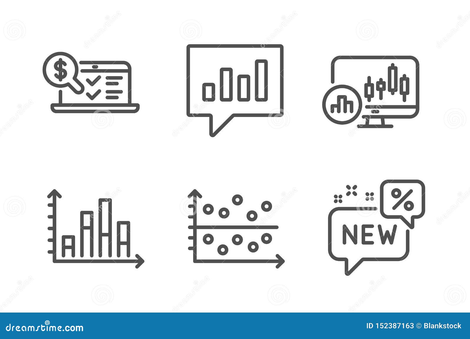 Dot Plot, Analytical Chat and Online Accounting Icons Set. Diagram ...