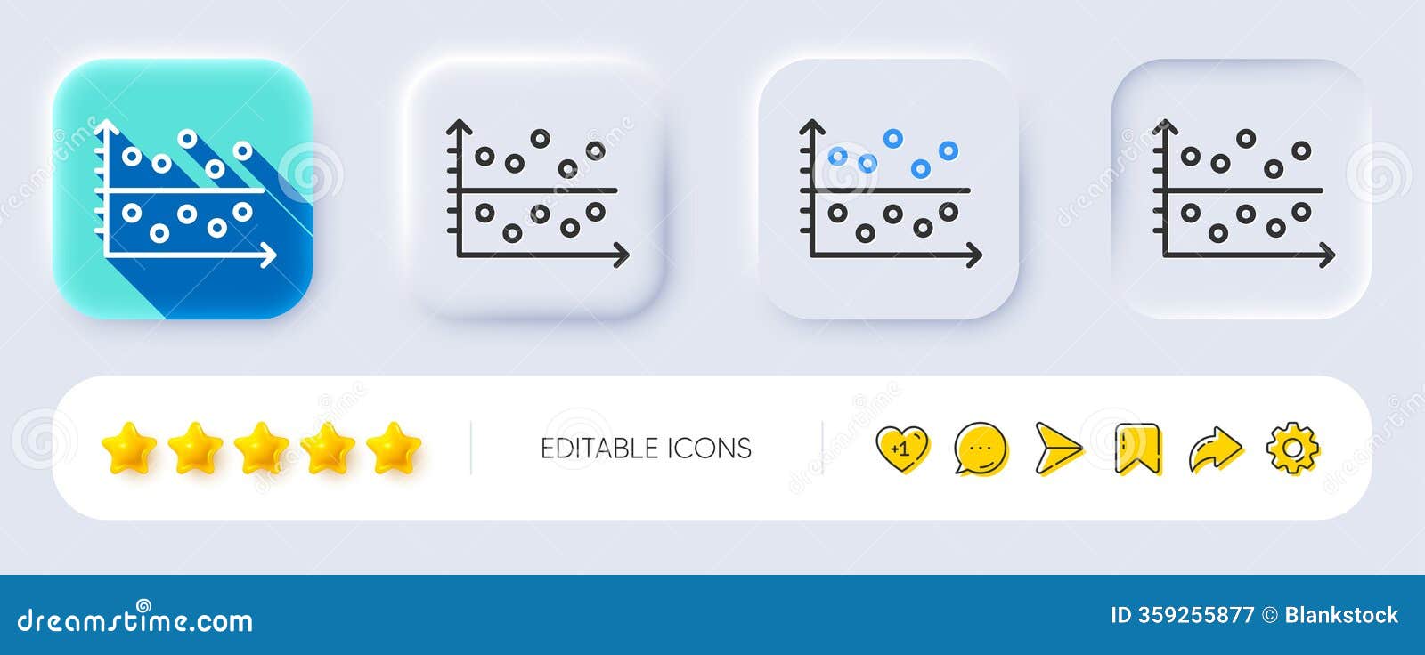 Dot Plot Graph Line Icon. Presentation Chart Sign. Neumorphic Buttons ...