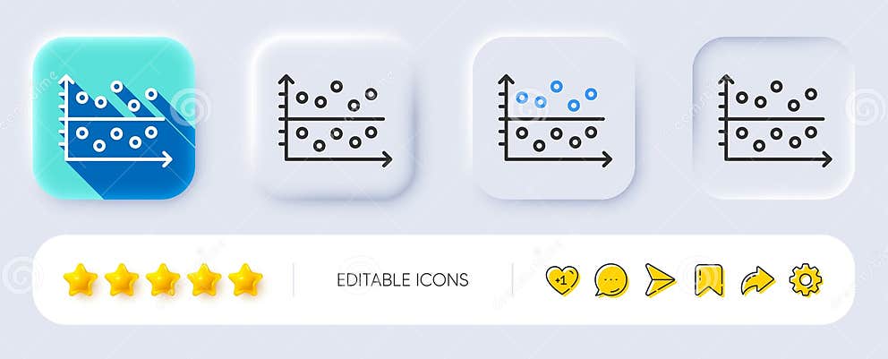 Dot Plot Graph Line Icon. Presentation Chart Sign. Neumorphic Buttons ...