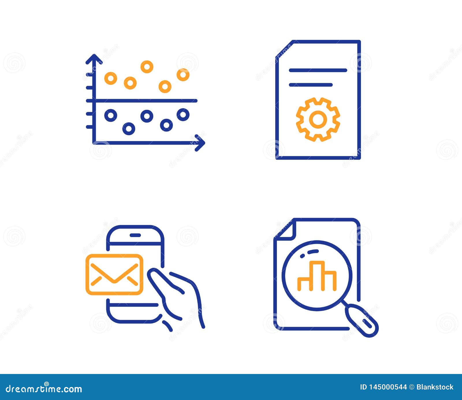 Dot Plot, Messenger Mail and File Settings Icons Set. Analytics Graph ...