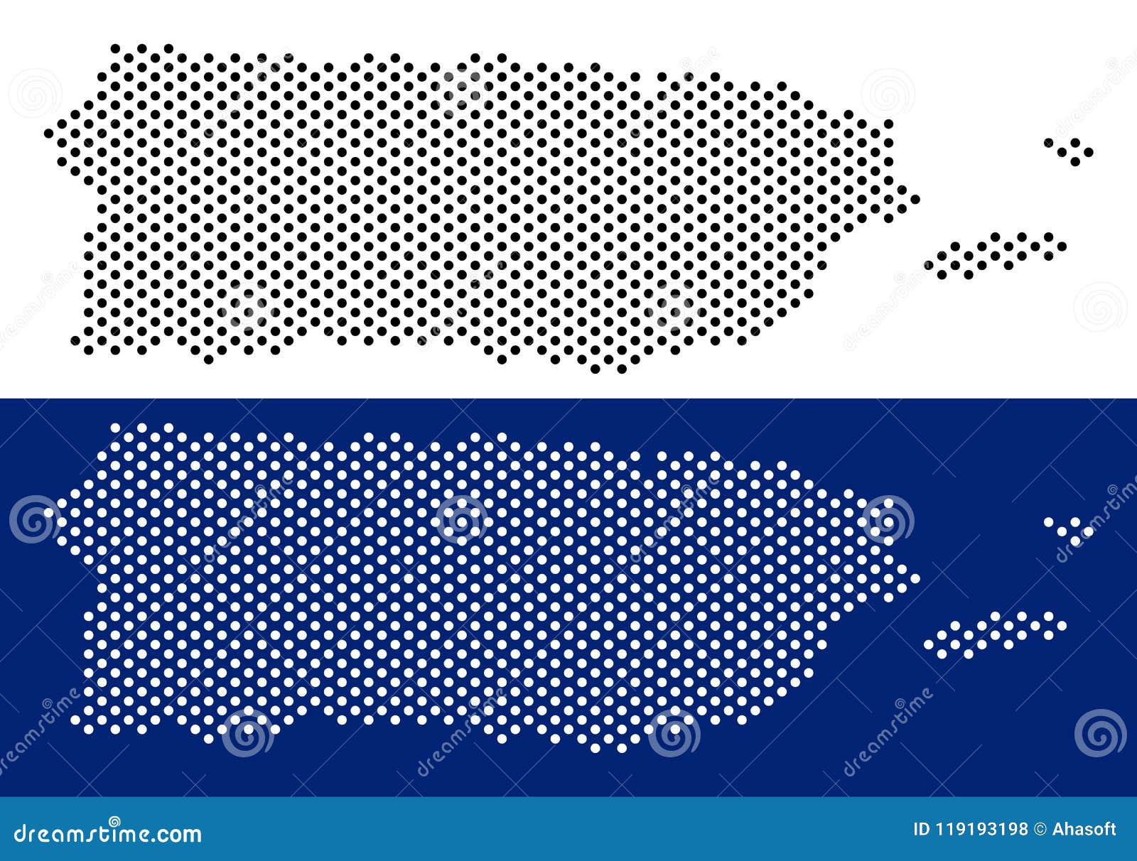 Dot Puerto Rico Map ilustração do vetor. Ilustração de colagem - 119193198