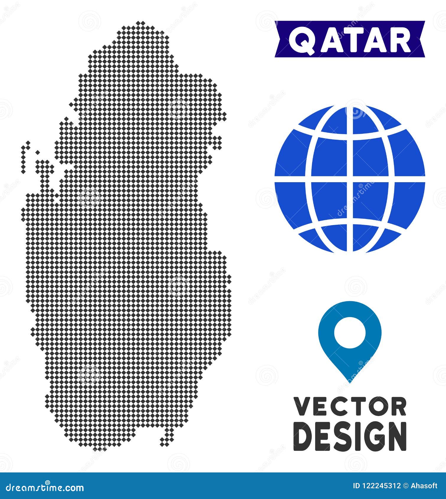 Dot Qatar Map stock vector. Illustration of rhombic - 122245312