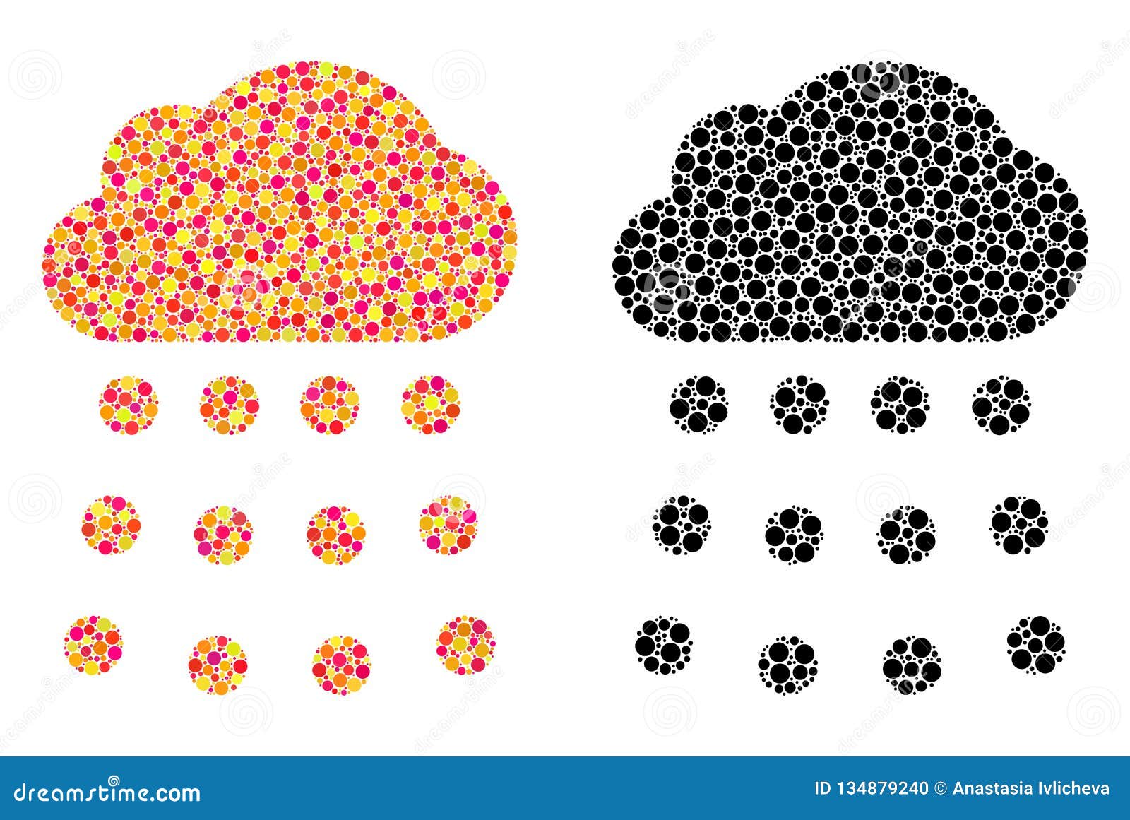 Dot Rain Cloud Mosaic Icons Stock Vector - Illustration of overcast ...