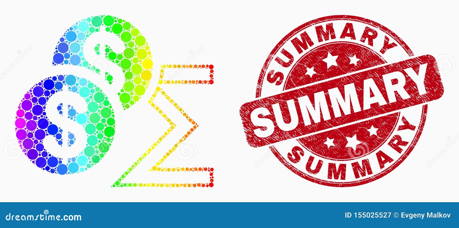 Vector Rainbow Colored Dot Dollar Sum Icon and Distress Summary ...