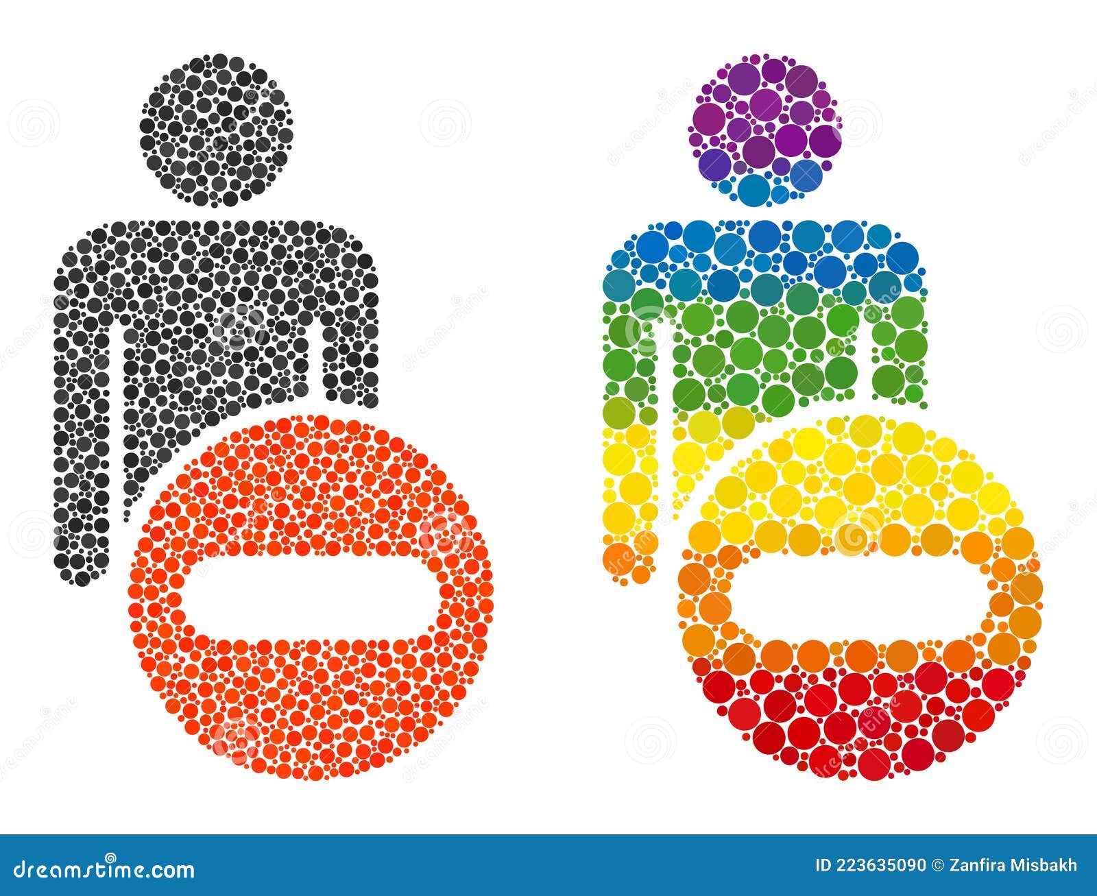 Dot Remove Man Figure Collage Icon of Bright Circles Stock Vector ...