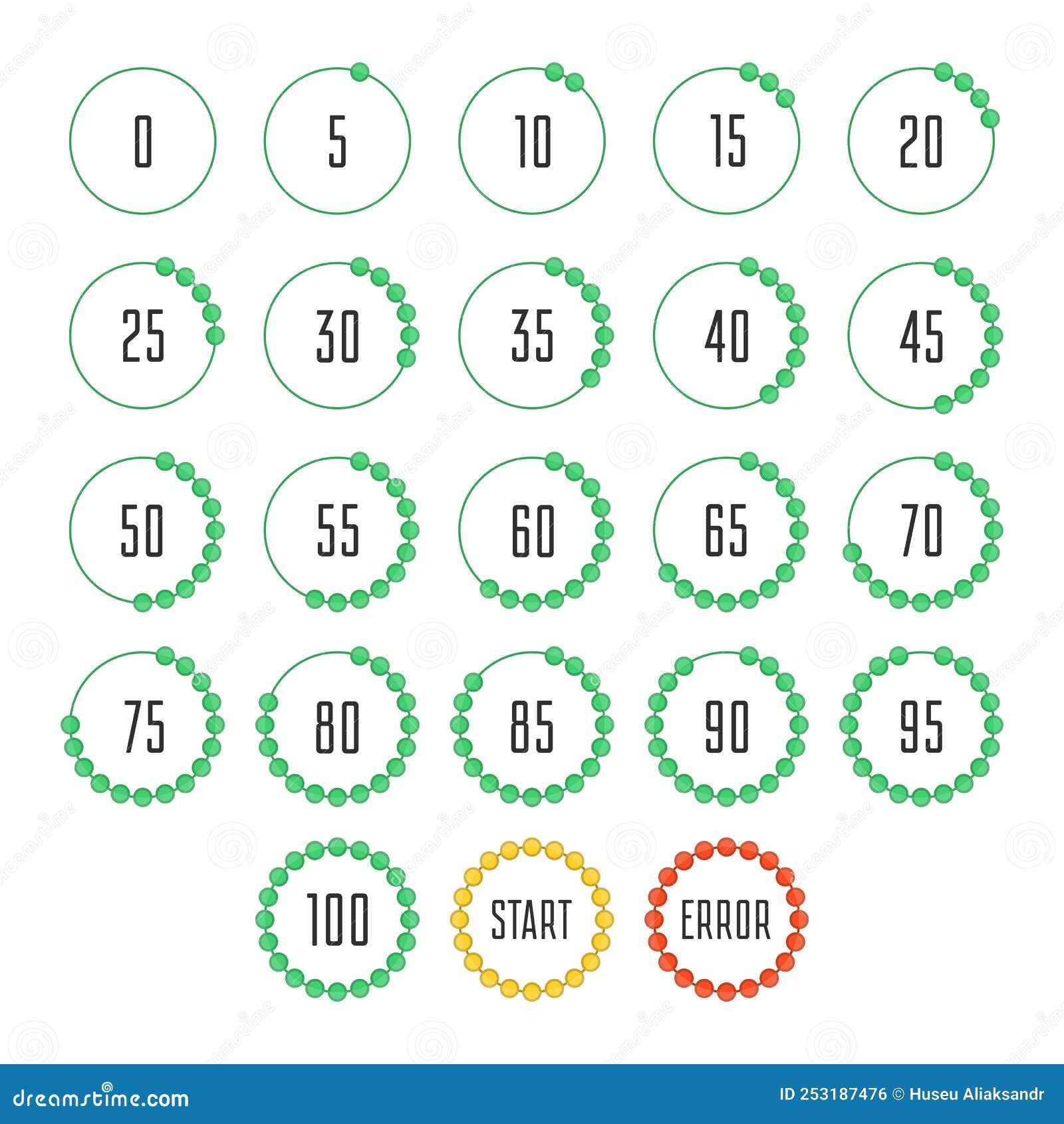 Dot round progress bar. stock vector. Illustration of element - 253187476