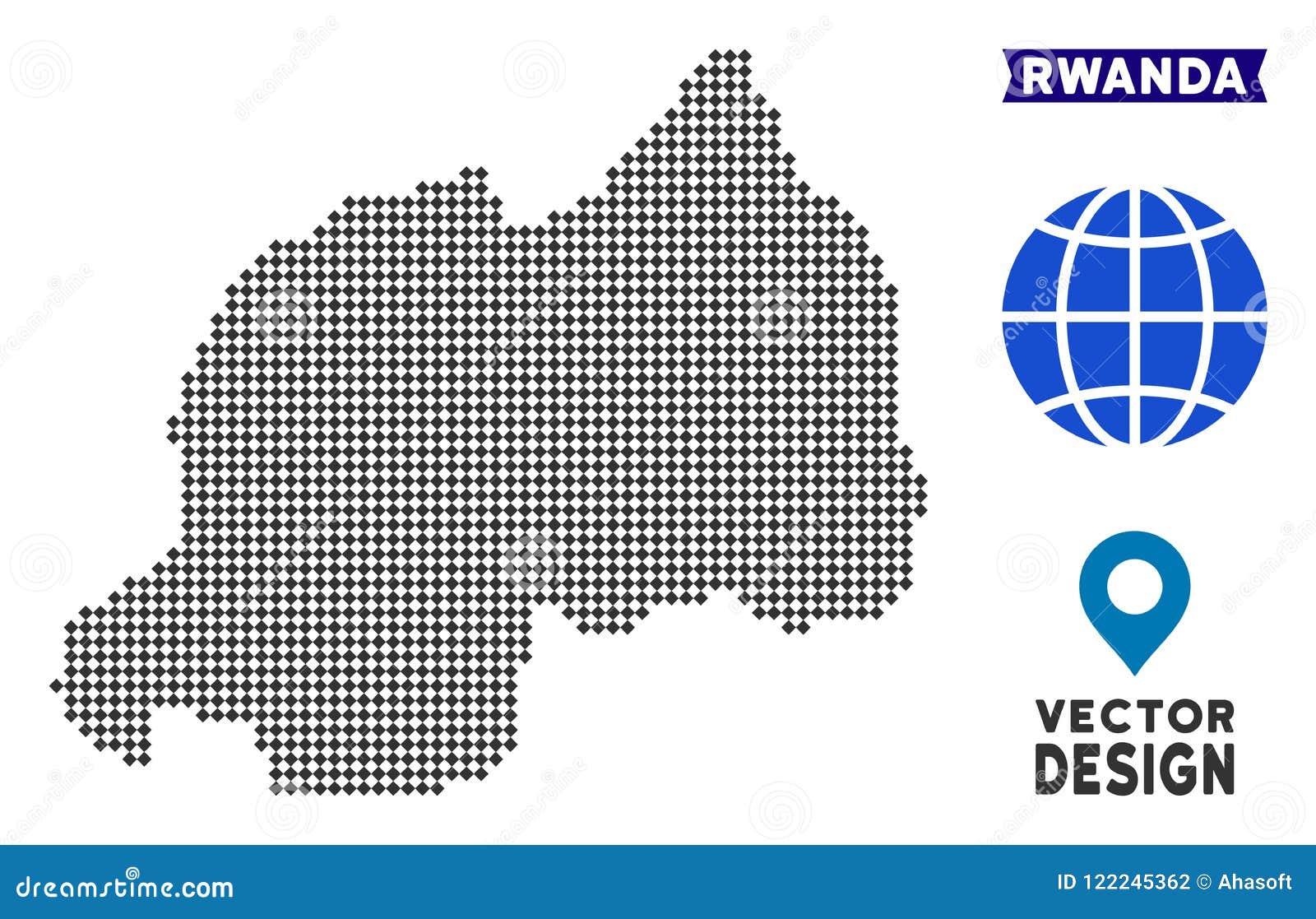 Dot Rwanda Map ilustración del vector. Ilustración de vector - 122245362