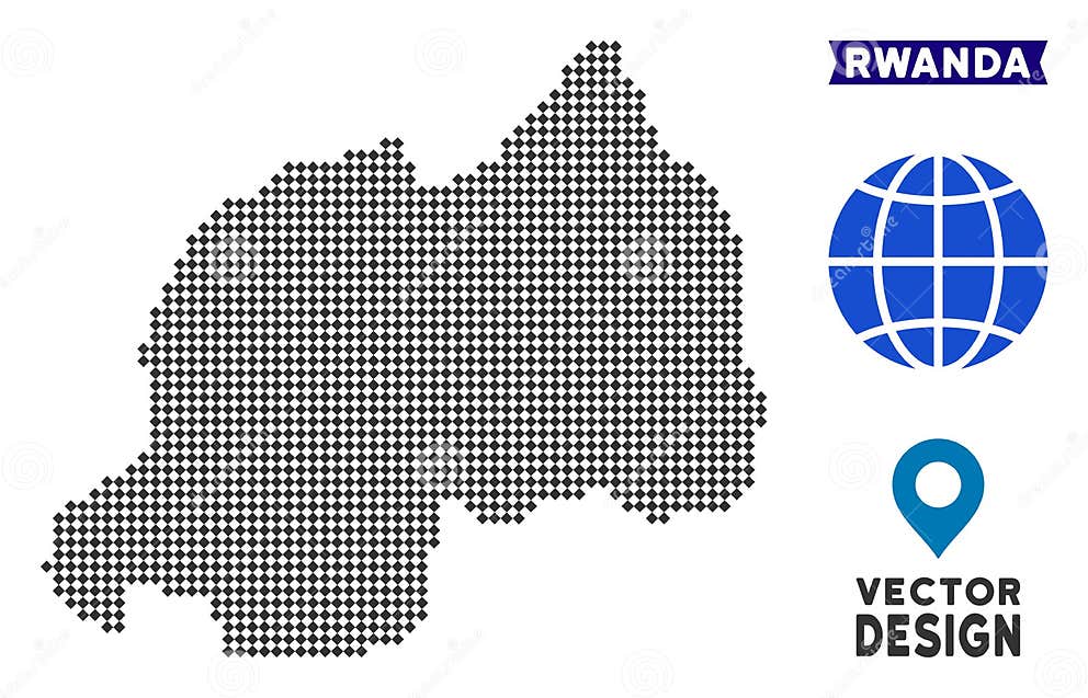 Dot Rwanda Map ilustración del vector. Ilustración de vector - 122245362