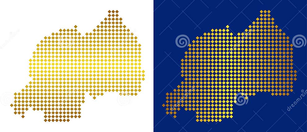 Dot Rwanda Map dourado ilustração do vetor. Ilustração de ouro - 119056743