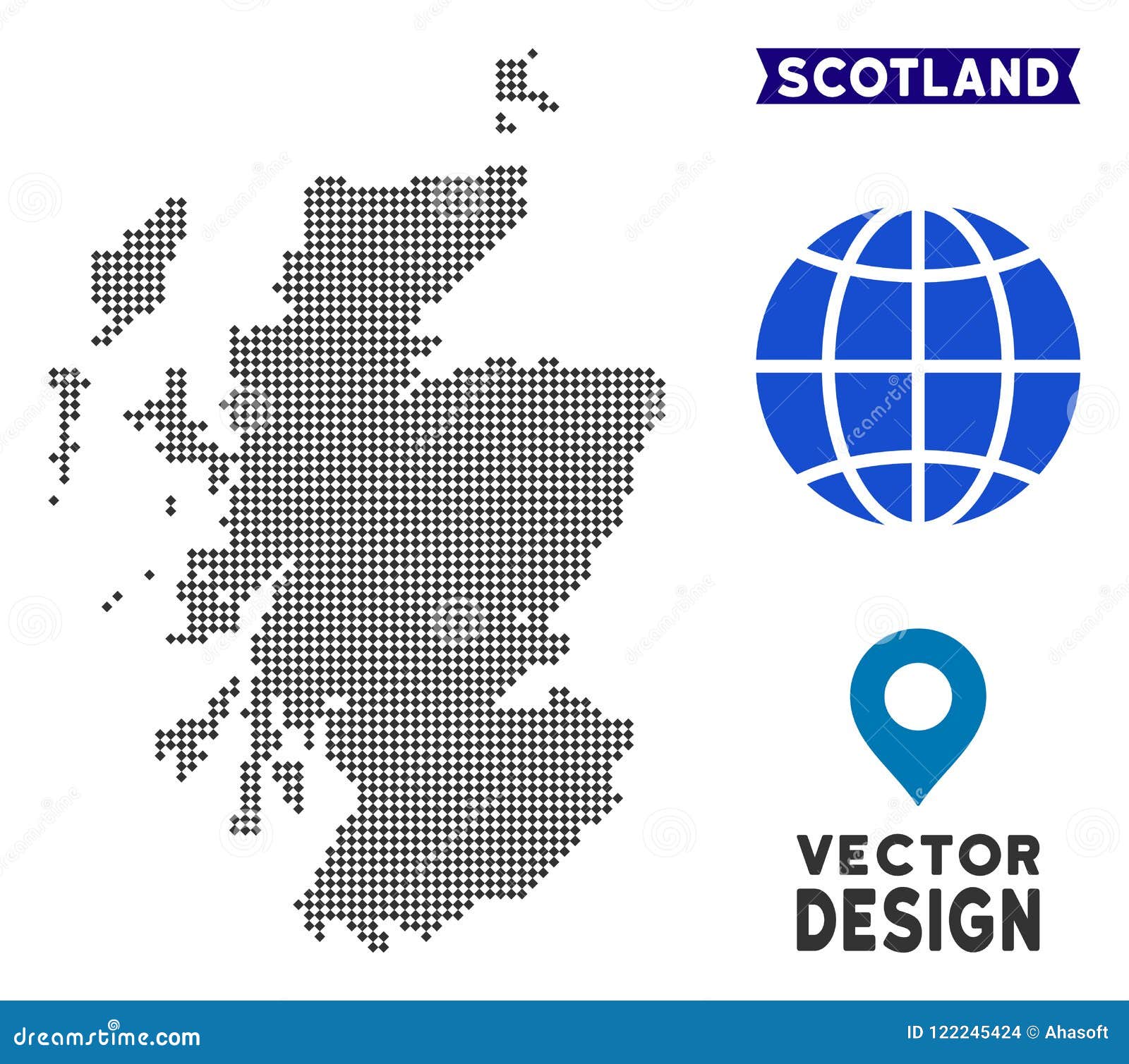 Dot Scotland Map stock vector. Illustration of grey - 122245424