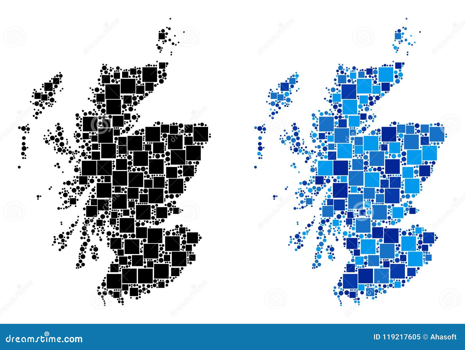 Dot Scotland Map with Blue Version Stock Vector - Illustration of ...