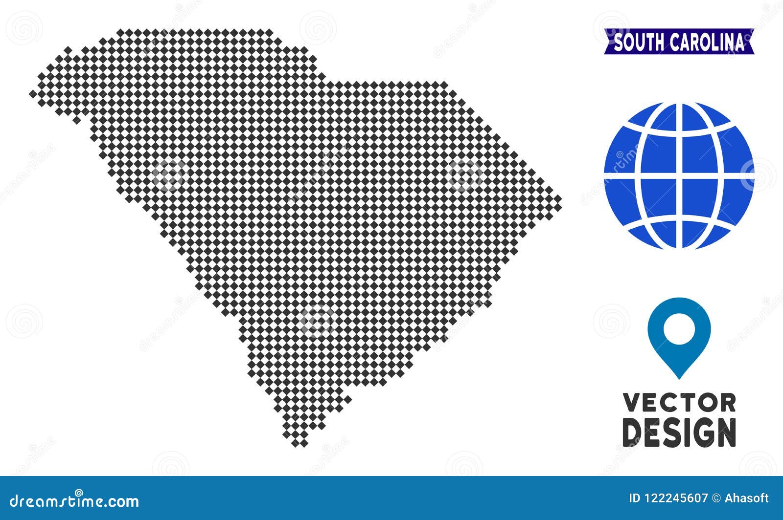 Dot South Carolina State Map Ilustração do Vetor - Ilustração de ...