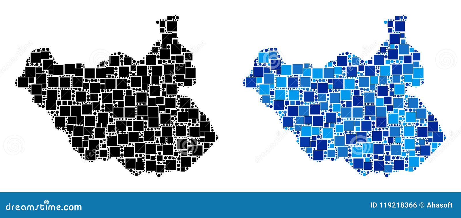 Dot South Sudan Map with Blue Variant Stock Vector - Illustration of ...