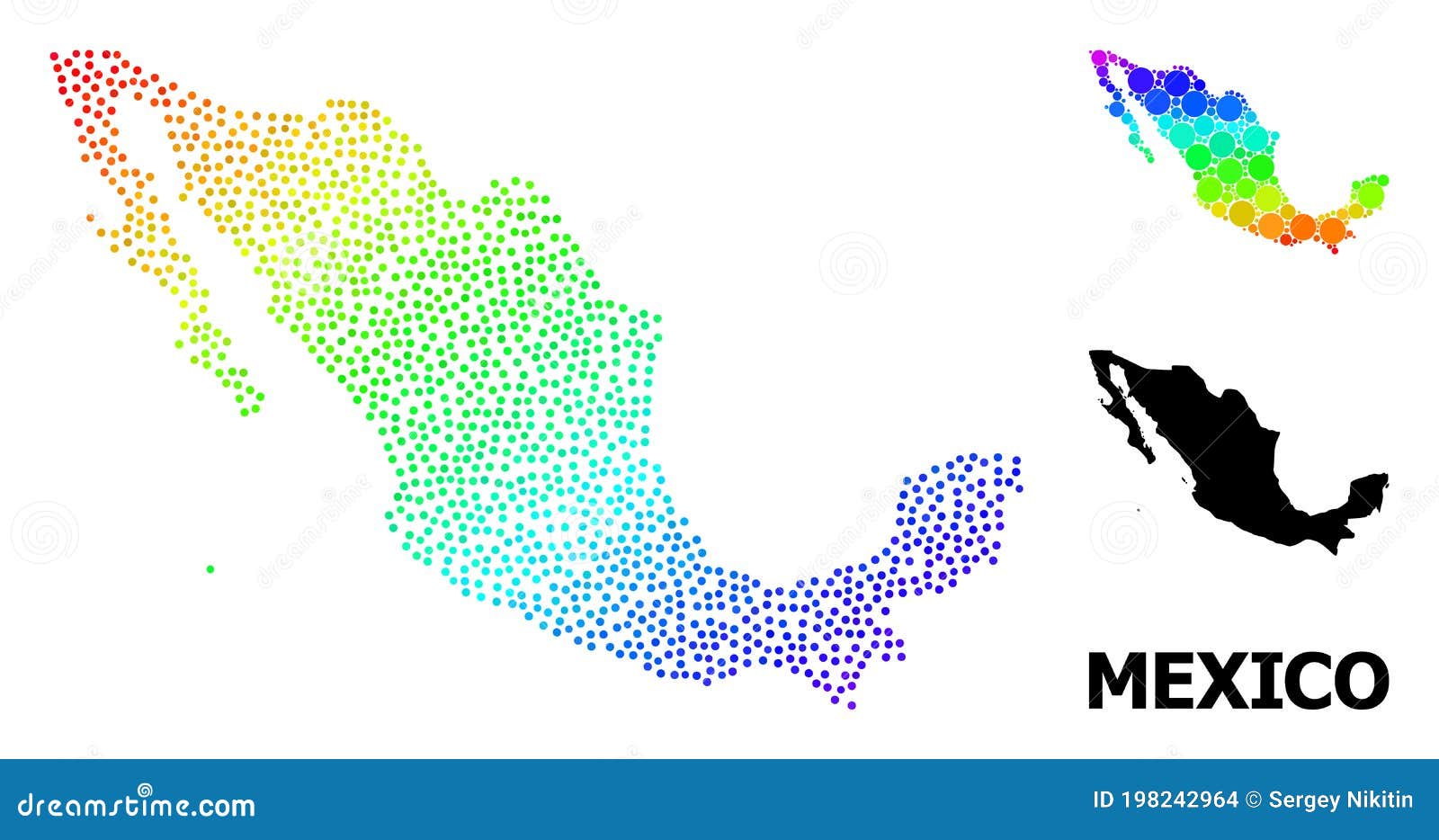 Vector Rainbow Colored Dotted Map of Mexico Stock Vector - Illustration ...