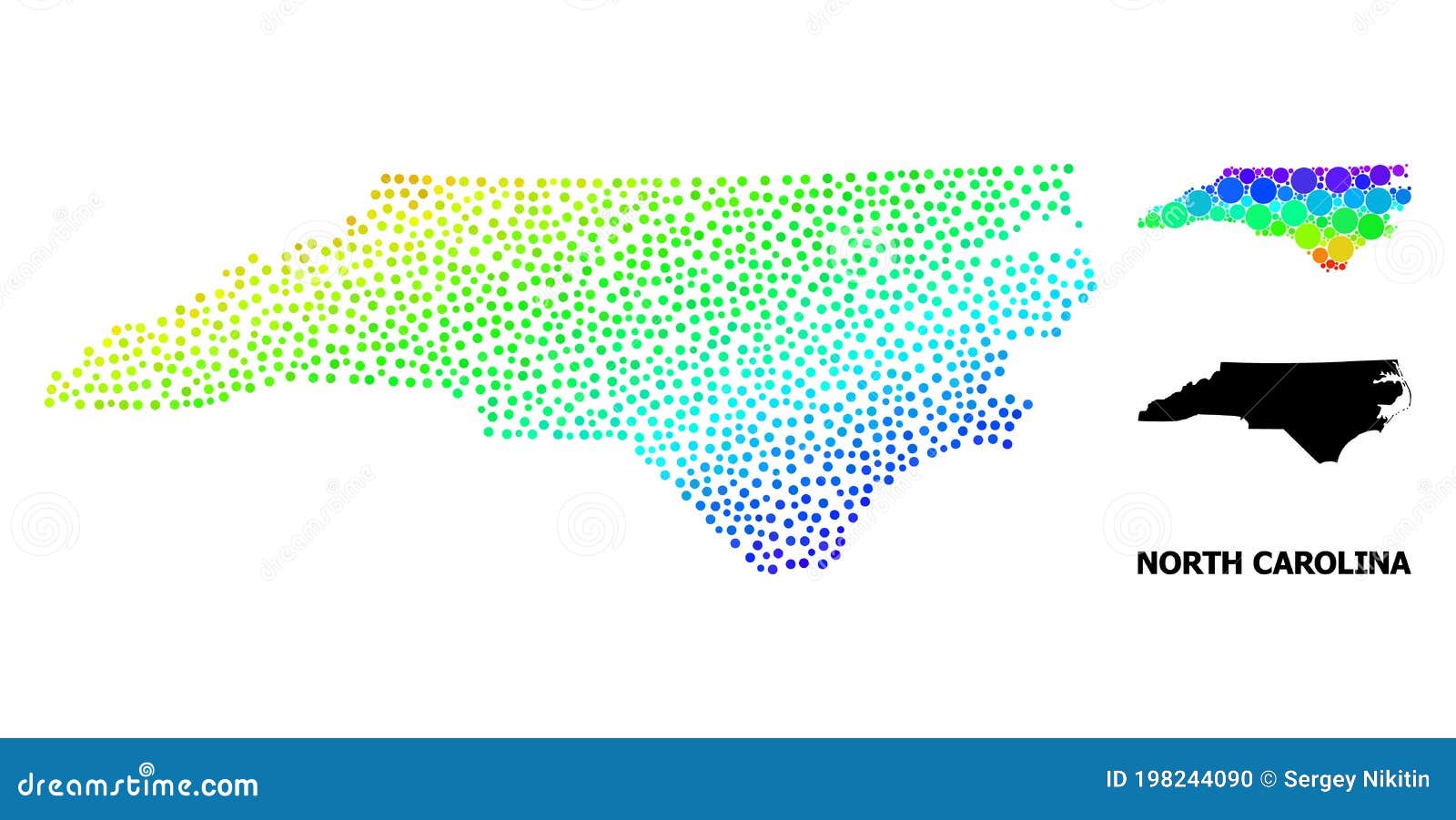 Vector Rainbow Colored Pixel Map of North Carolina State Stock Vector ...