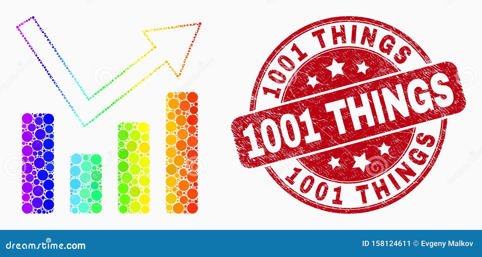 Vector Spectrum Pixel Trend Chart Icon and Distress 1001 Things Seal ...