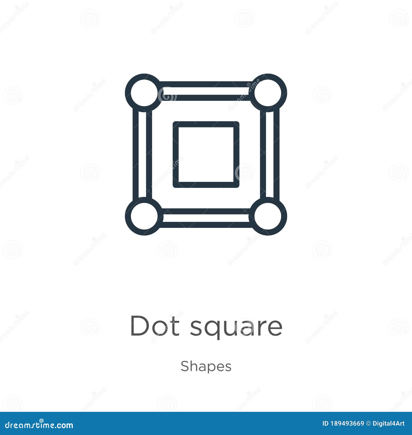 Dot Square Icon. Thin Linear Dot Square Outline Icon Isolated on White ...