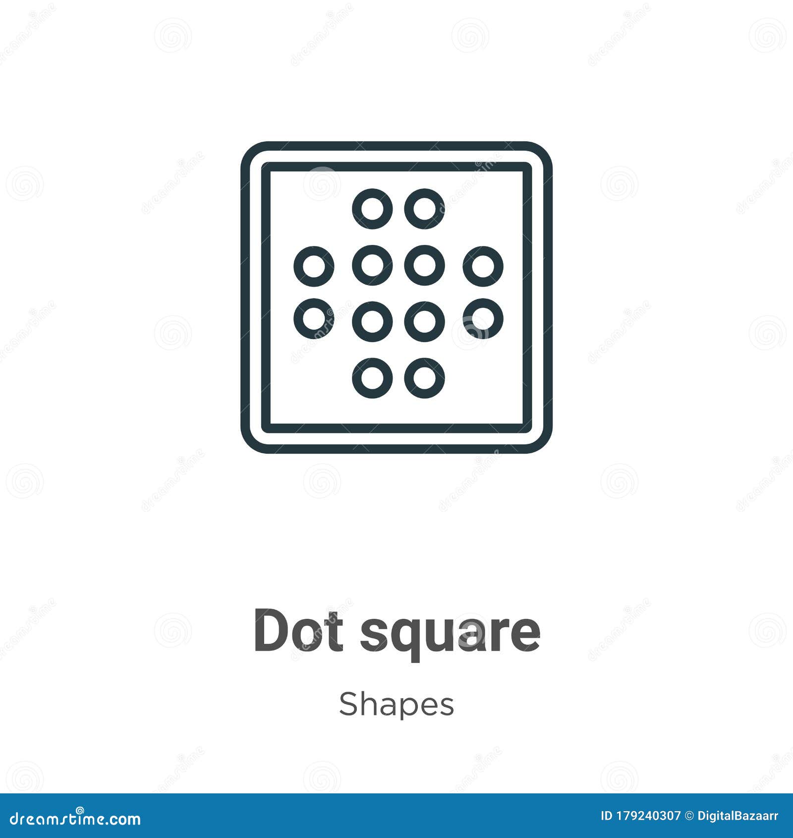 Dot Square Outline Vector Icon. Thin Line Black Dot Square Icon, Flat ...