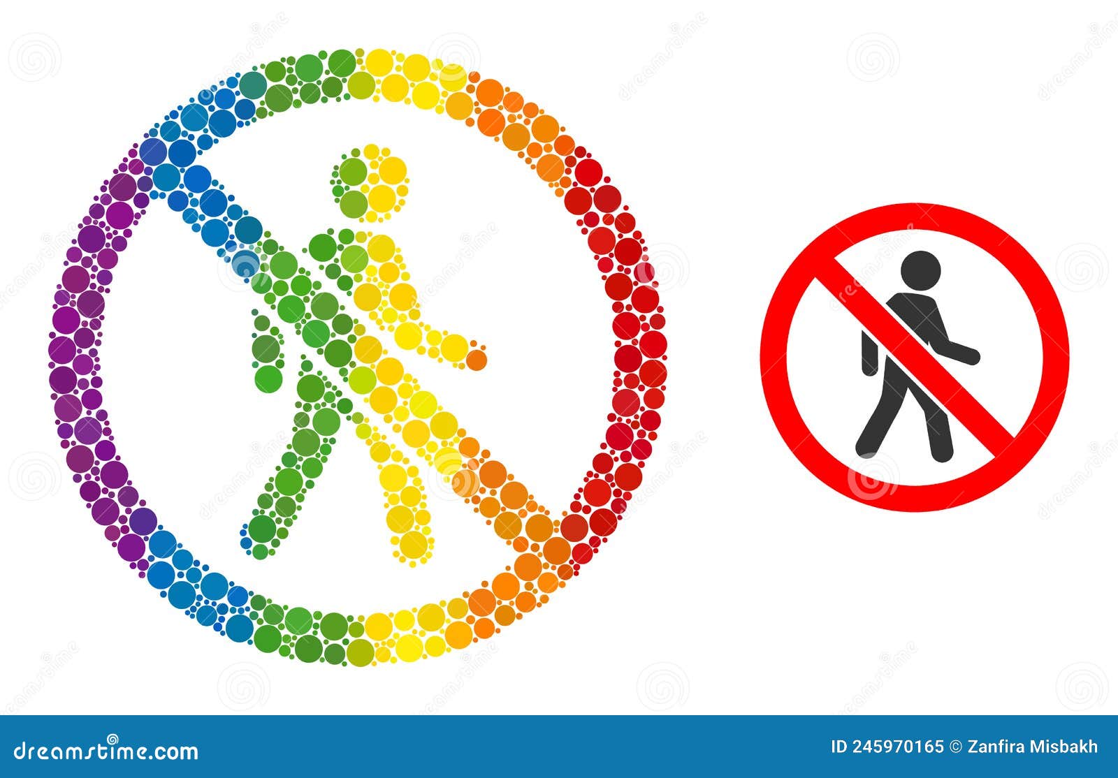 Dot Stop Pedestrian Man Collage Icon of Bright Circles Stock Vector ...