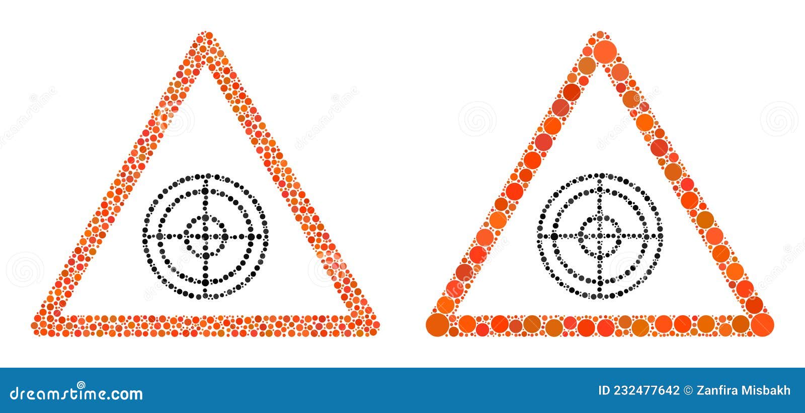 Round Dot Target Warning Icon Collage Stock Vector - Illustration of ...