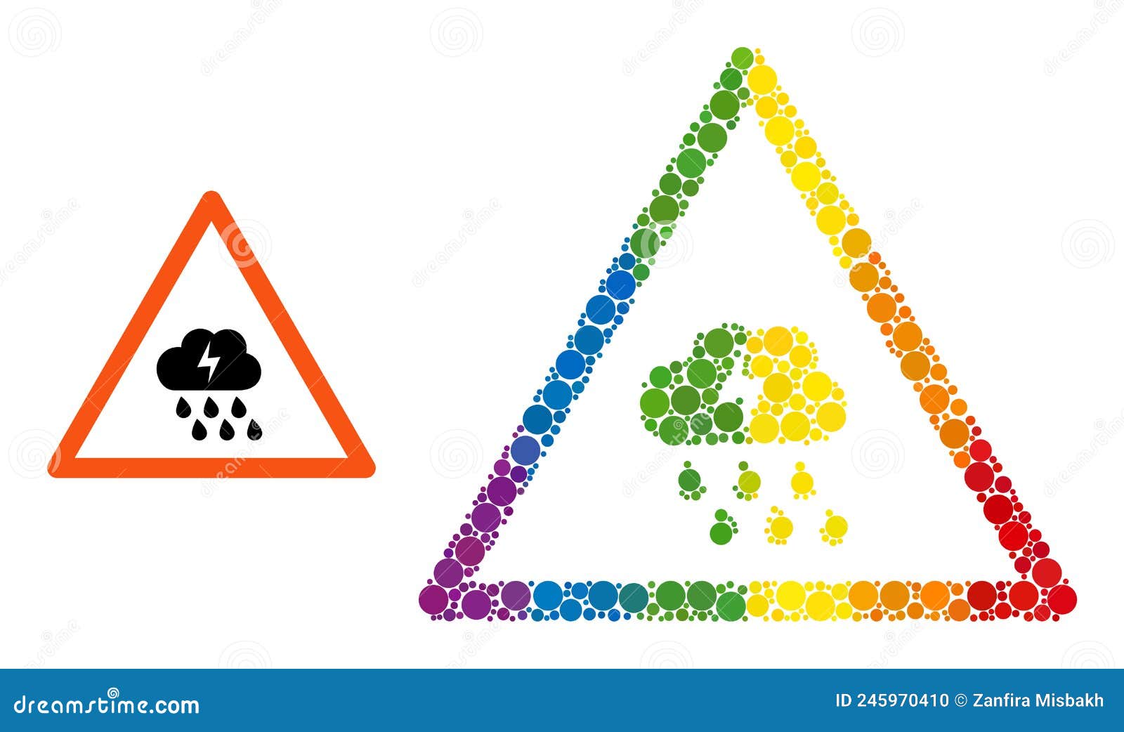 Dot Thunderstorm Warning Mosaic Icon of Spectrum Circles Stock Vector ...