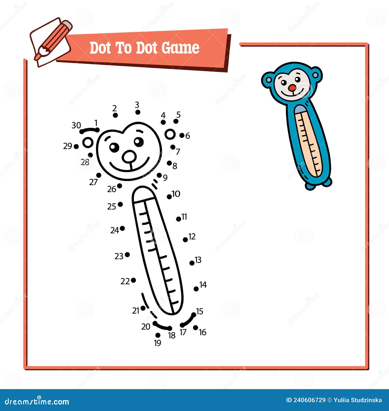 Dot To Dot Puzzle with Doodle Thermometer Stock Vector - Illustration ...