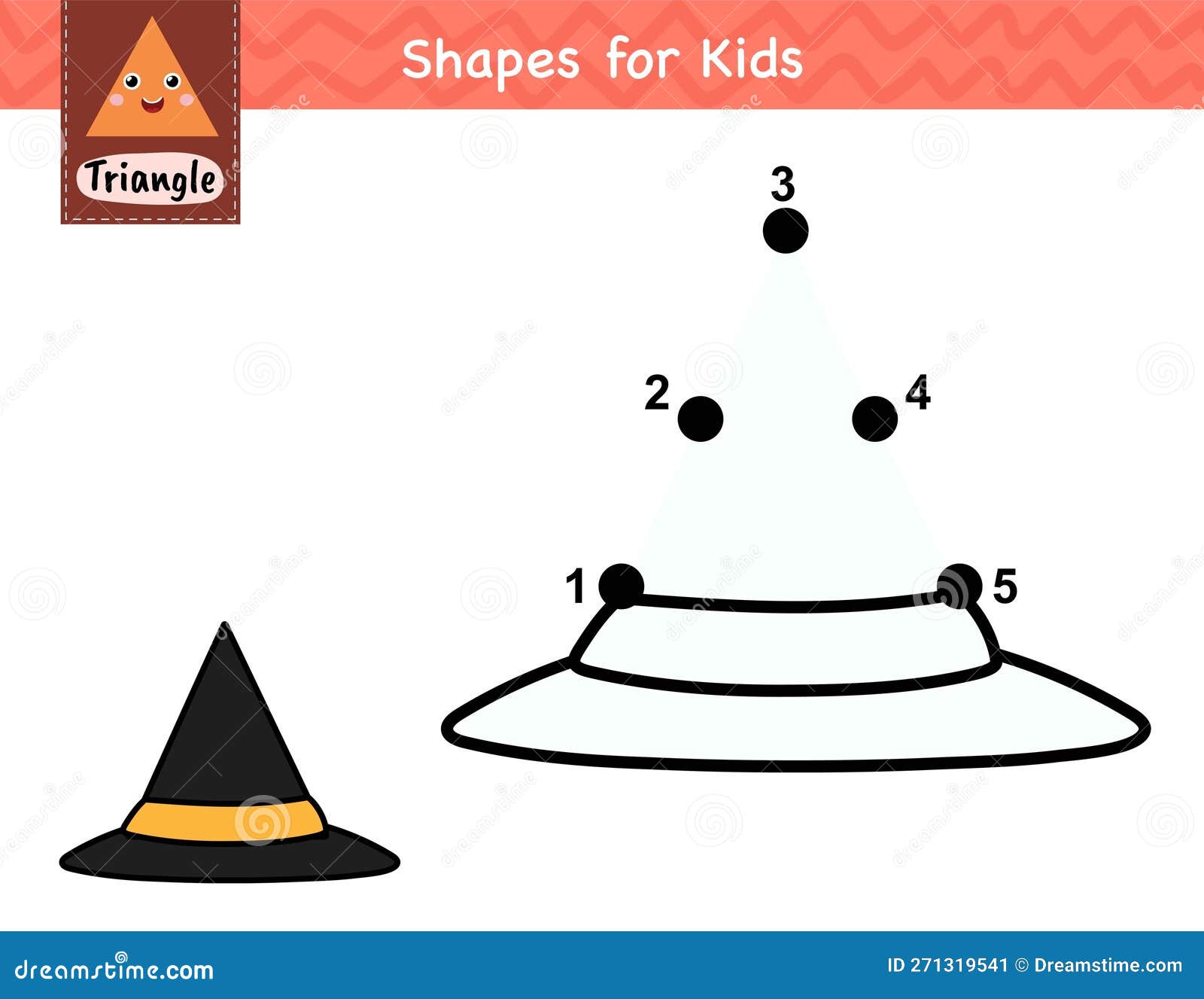 Dot To Dot Game for Kids. Connect the Dots and Draw a Witch Hat Stock ...