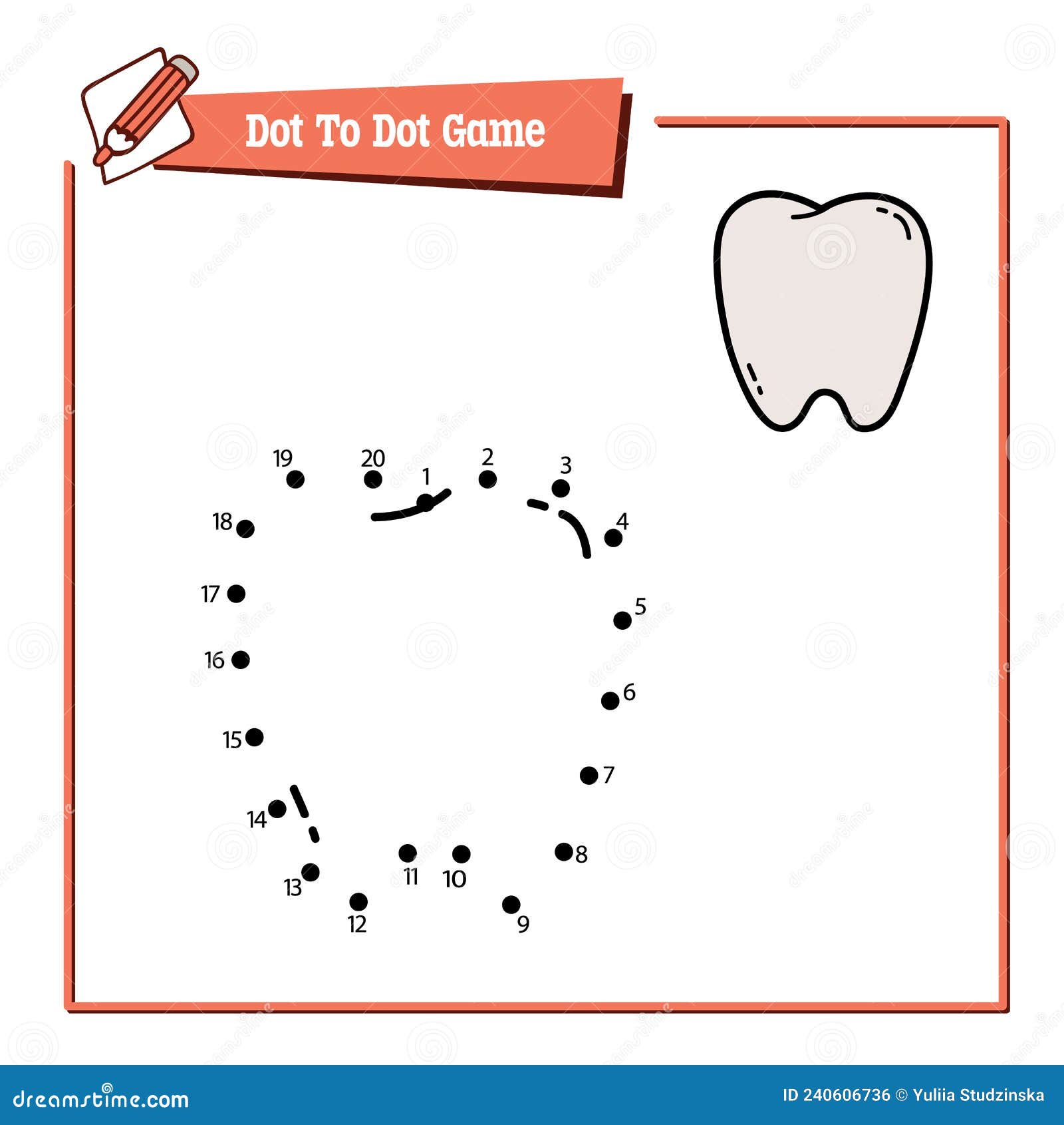 Dot To Dot Puzzle with Doodle Tooth Stock Vector - Illustration of ...