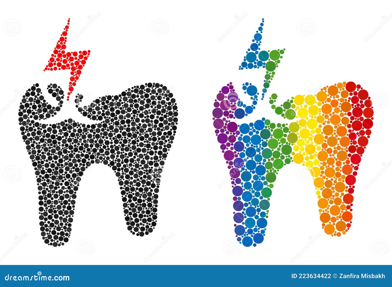 Dot Tooth Crash Collage Icon of Spectrum Round Dots Stock Vector ...