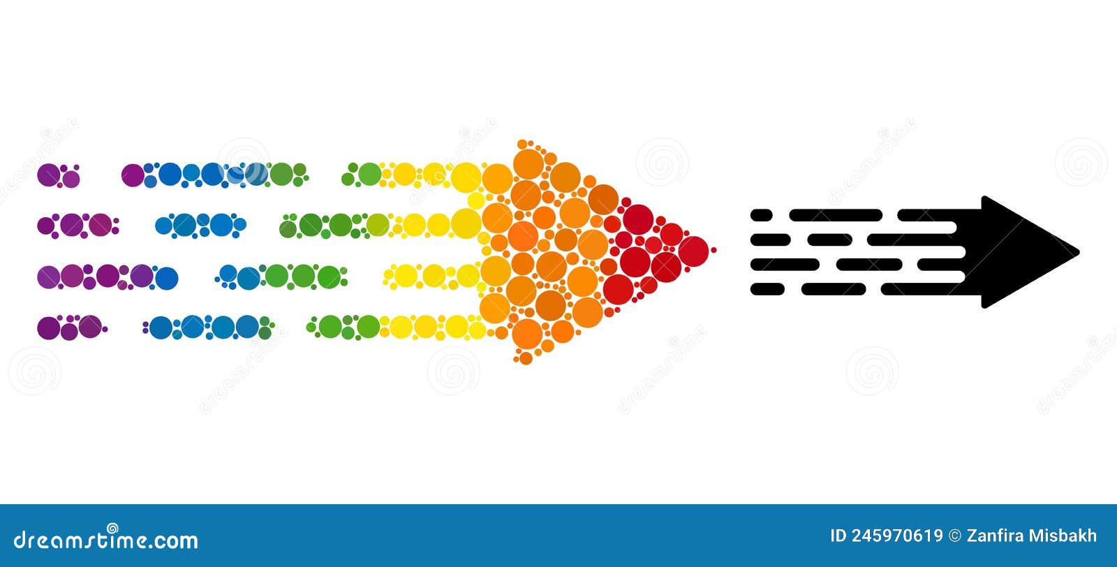 Dot Transition Arrow Collage Icon of Bright Spheres Stock Vector ...