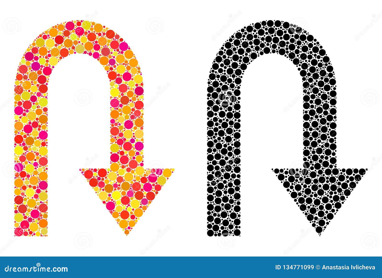 Pixel Turn Back Mosaic Icons Stock Vector - Illustration of casual ...