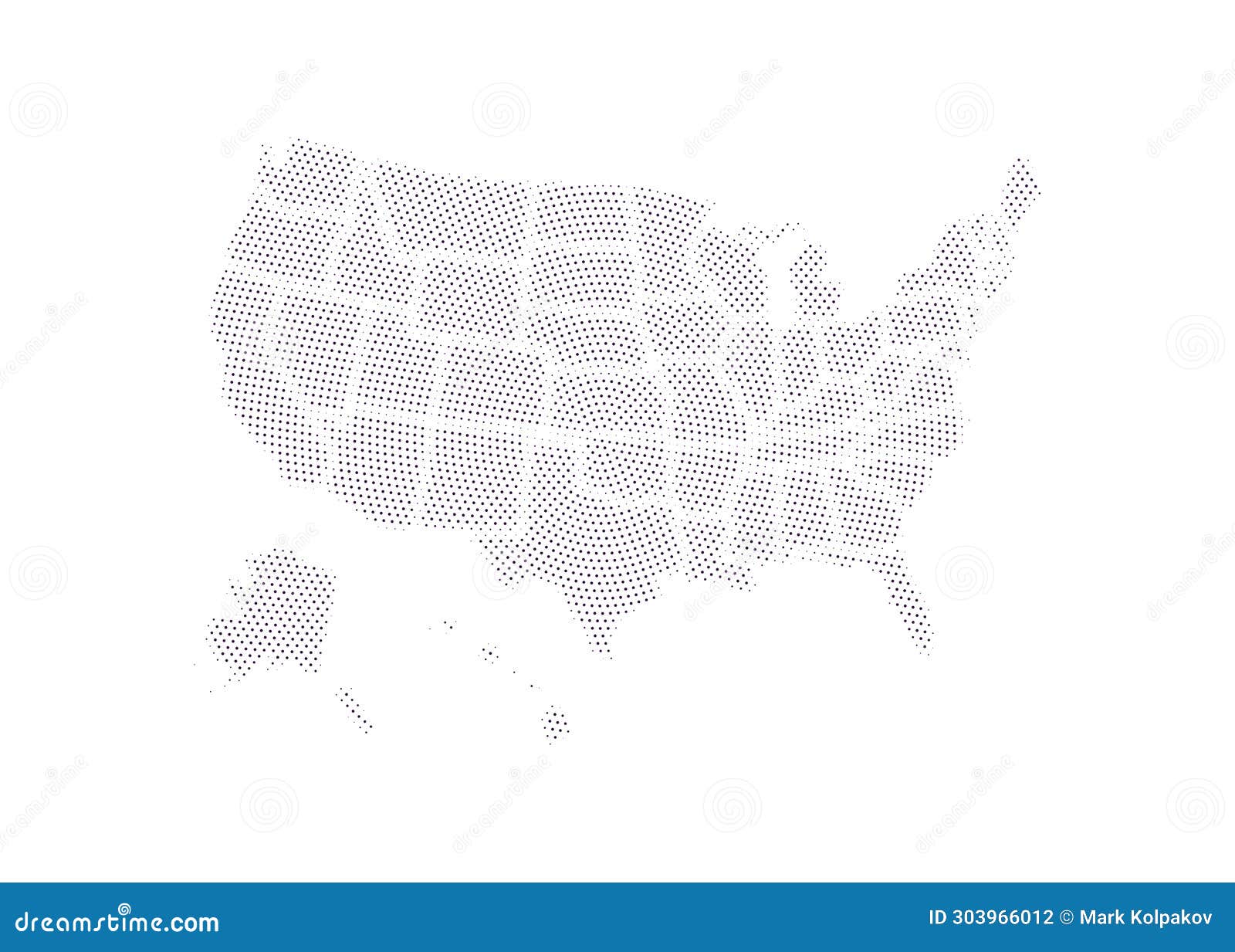 Dot USA Map. Dotted America Map in Flat Design Stock Illustration ...