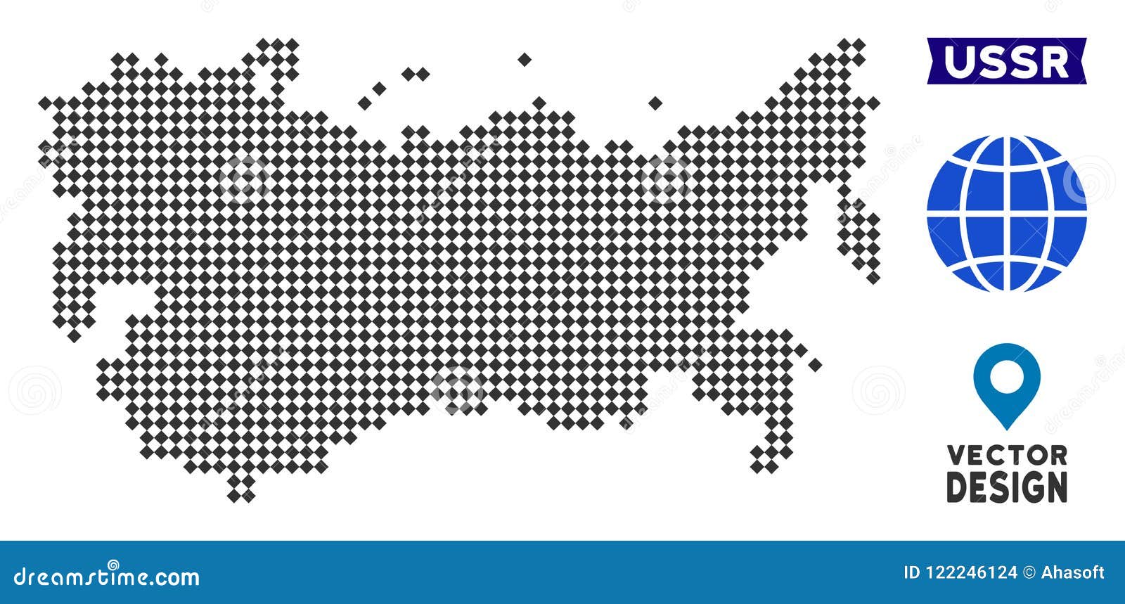 Dotted USSR Map stock vector. Illustration of ussr, pixel - 122246124