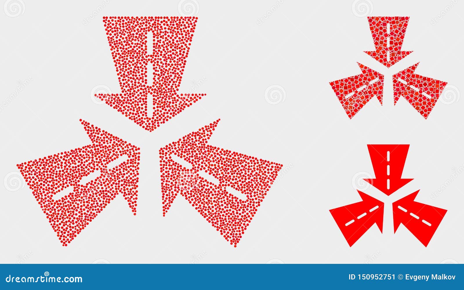 Dot Vector Triple Roads Intersection Icons Stock Vector - Illustration ...