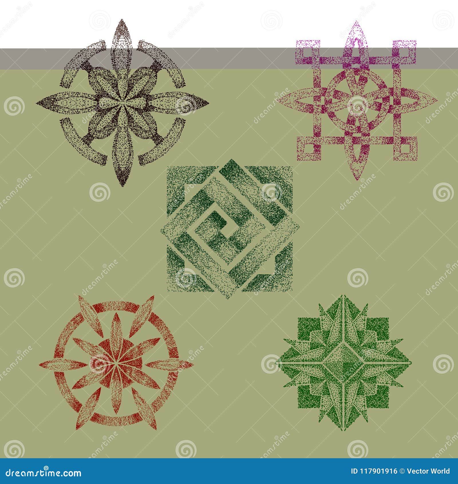 Dot Work Vector Dotted Geometric Shape or Abstract Flower with Tone and ...